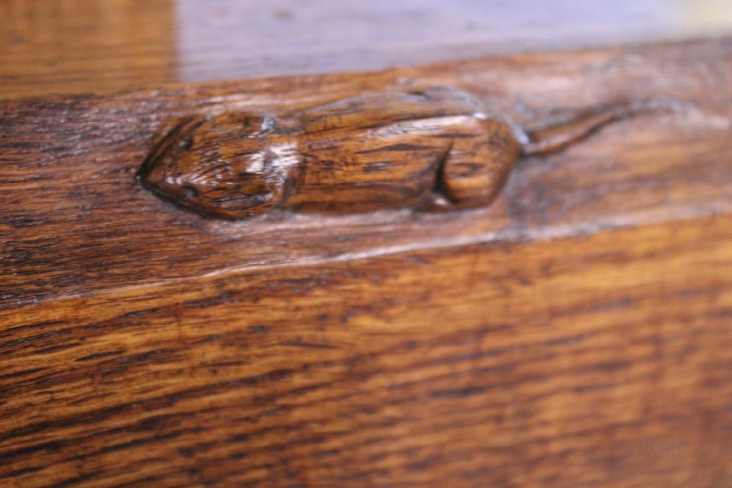 A 1930's Robert 'Mouseman' Thompson oak fire fender with trademark ...