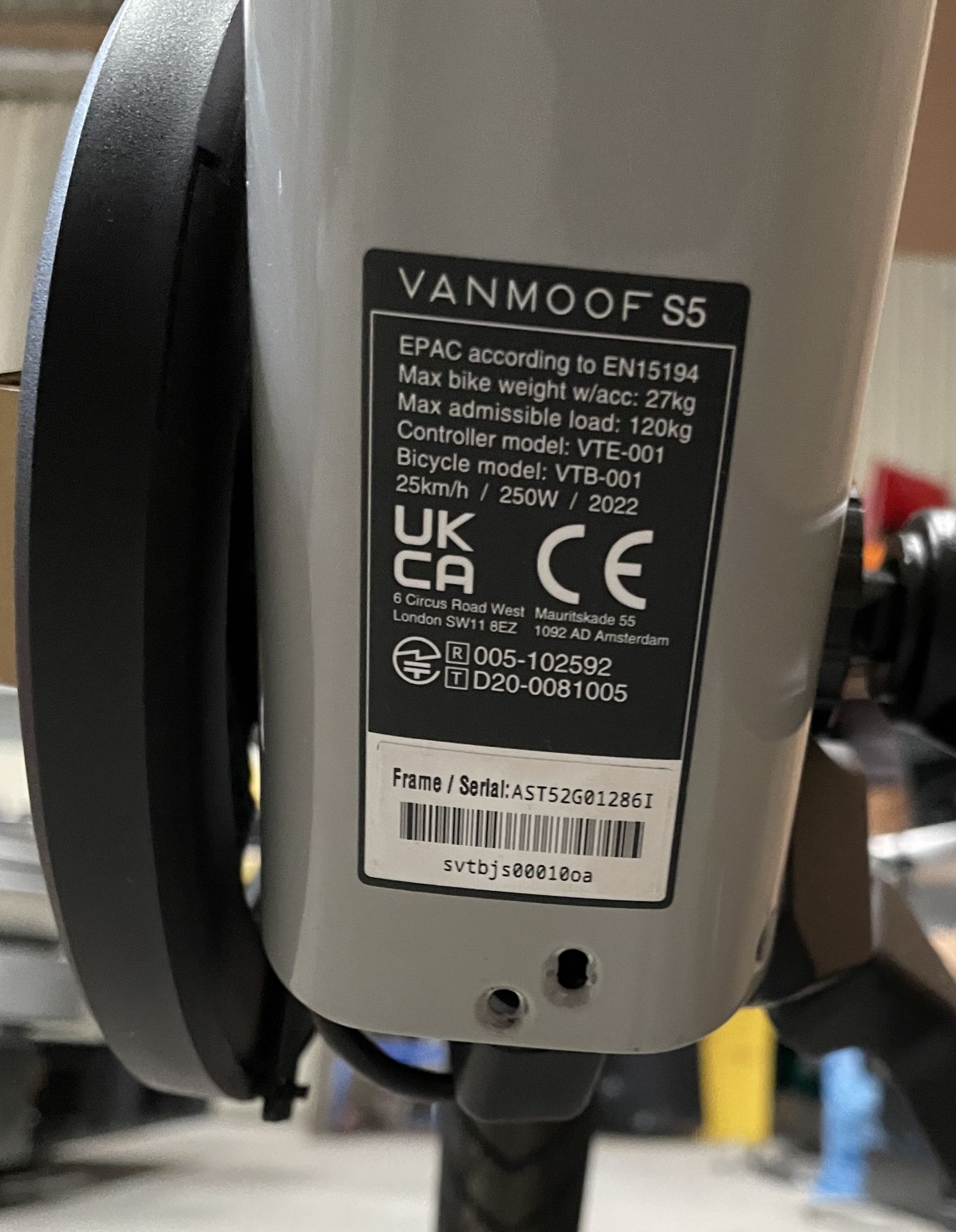 VanMoof S5 Fog Grey Development Bike, Frame Number SVTBJS00010OA (No ...