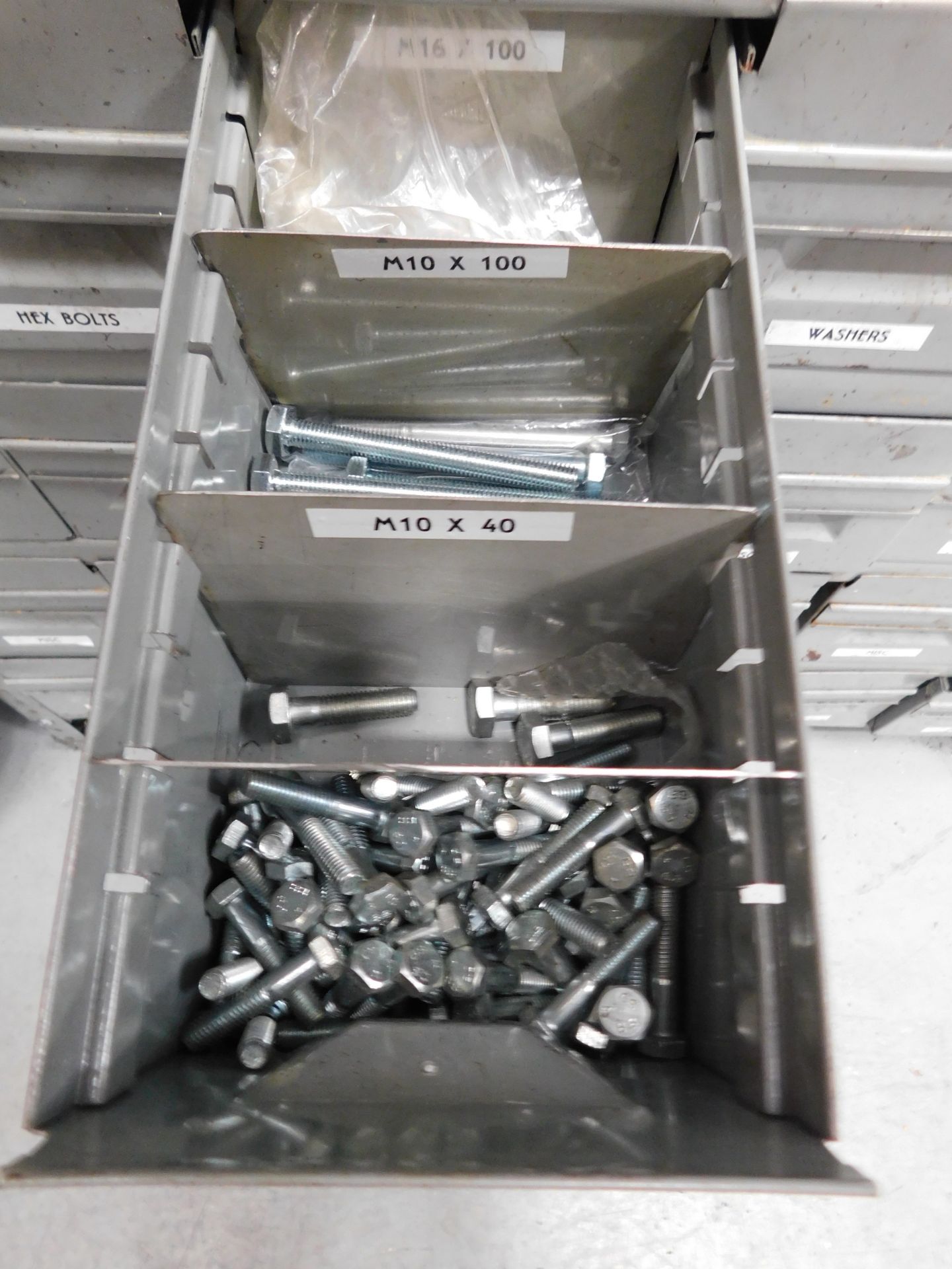 Multi-Drawer Parts Cabinet & Contents of Assorted Nuts, Bolts ...
