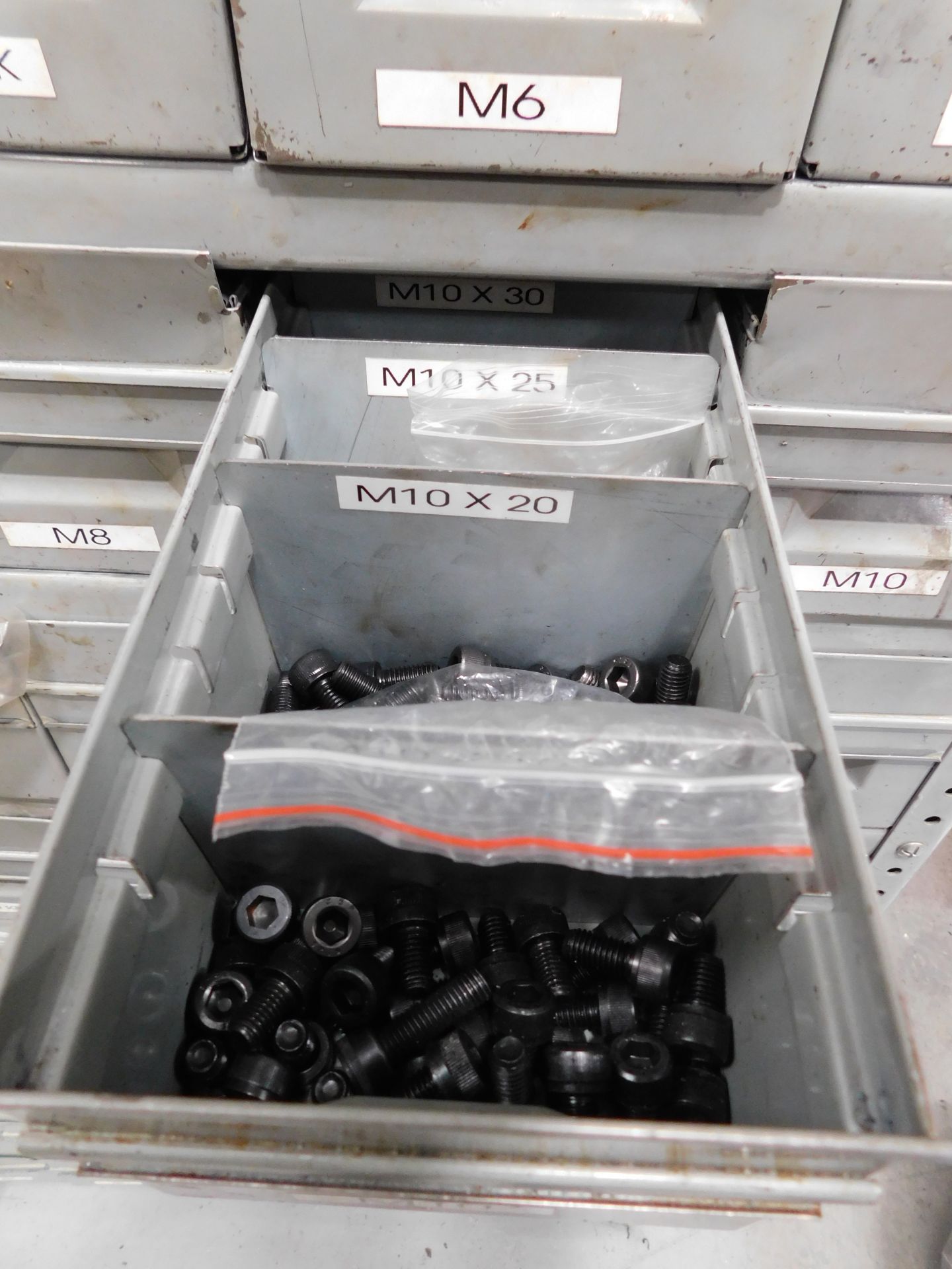 Multi-Drawer Parts Cabinet & Contents of Assorted Nuts, Bolts ...