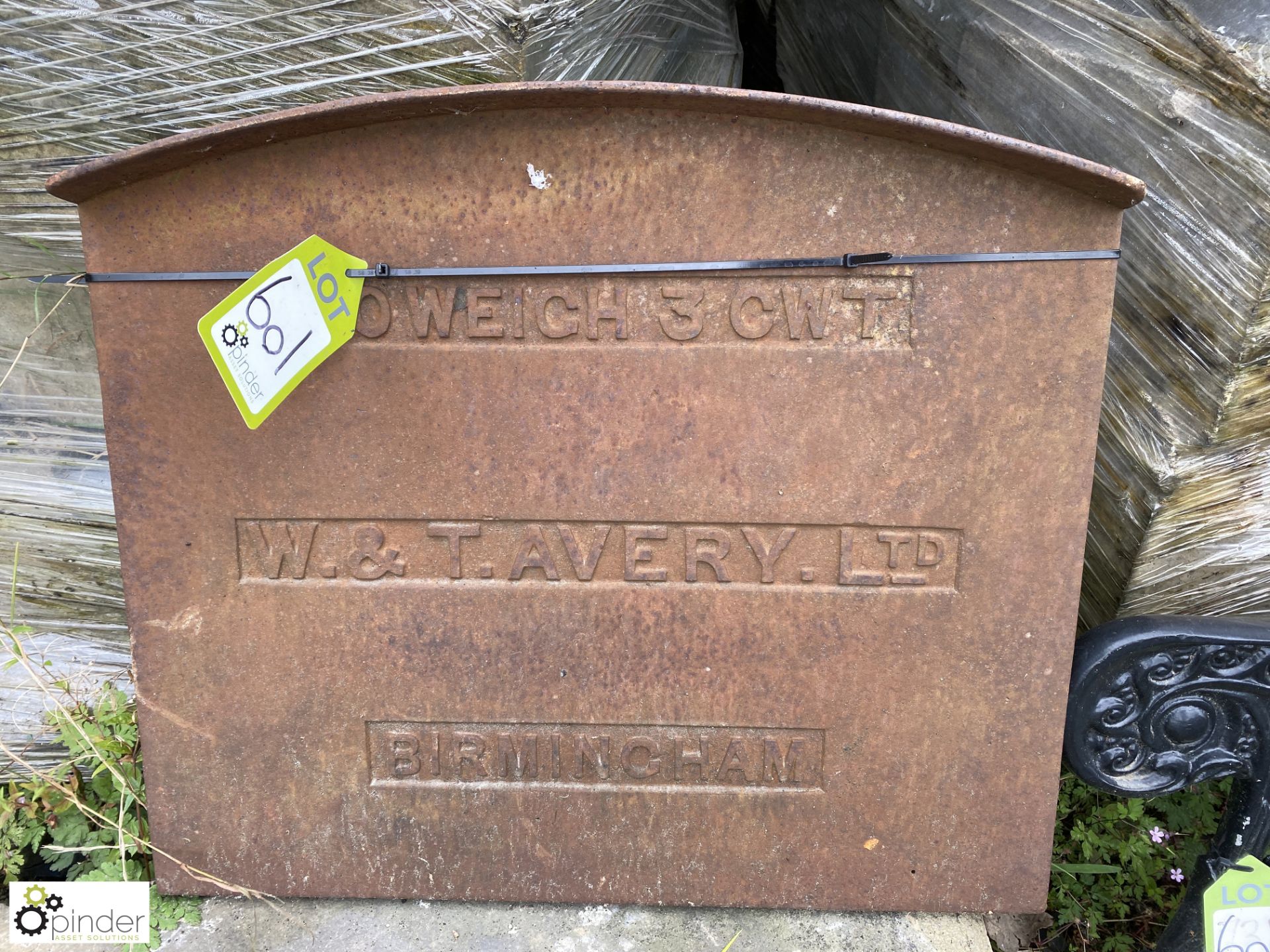 A metal weigh scale Plaque by W & T Avery LTD Birmingham, to weigh 3 ...