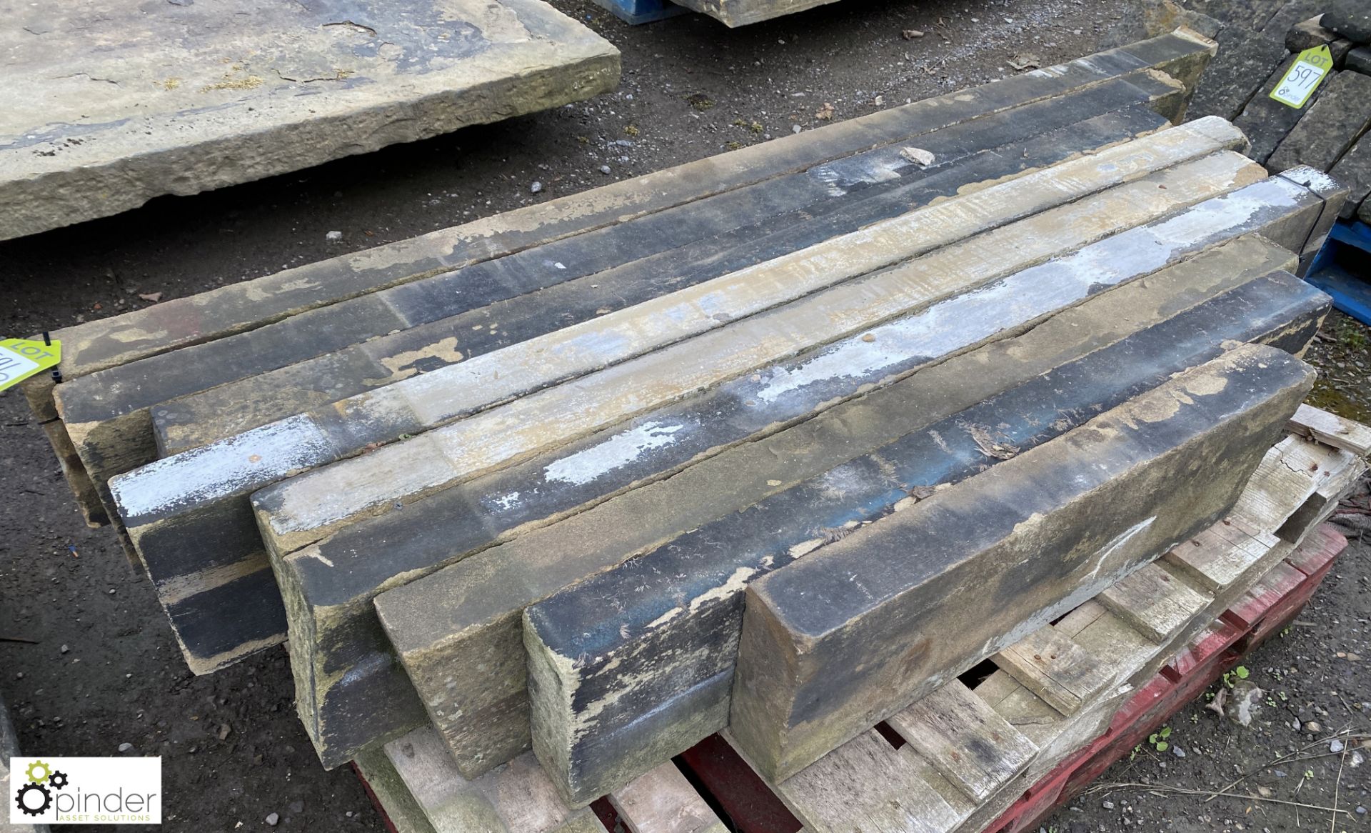 Approx. 12 linear meters run of Yorkshire stone Victorian wall Coping ...