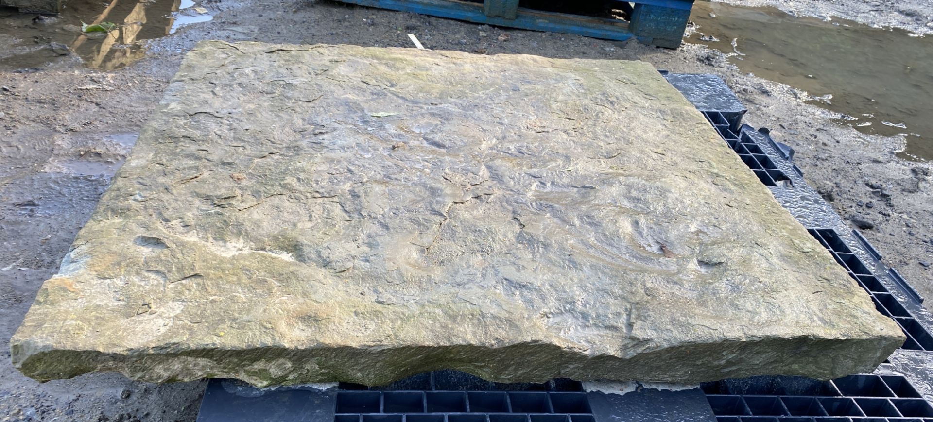 A large antique reclaimed Yorkshire stone Doorstep / Hearth, approx ...