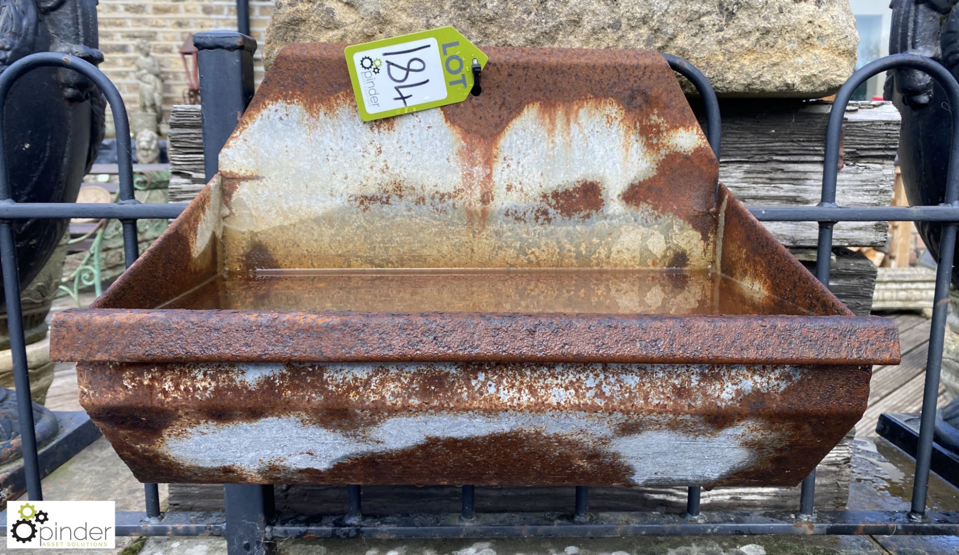 A galvanised wall mounted Feed Trough, approx. 14in high x 18in wide x ...