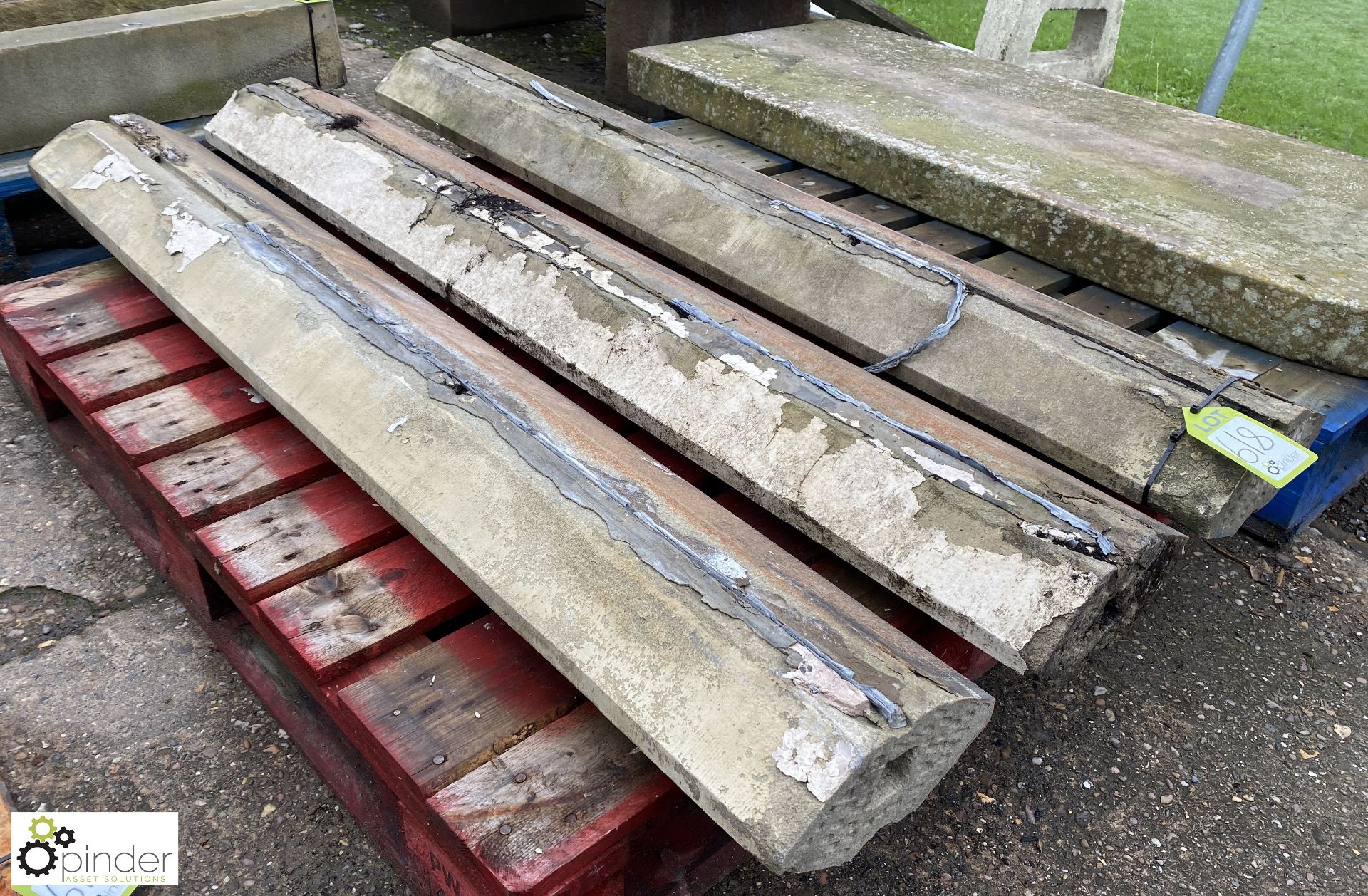 3 hand carved Victorian stone diamond back Mullions, approx. 9in high x ...