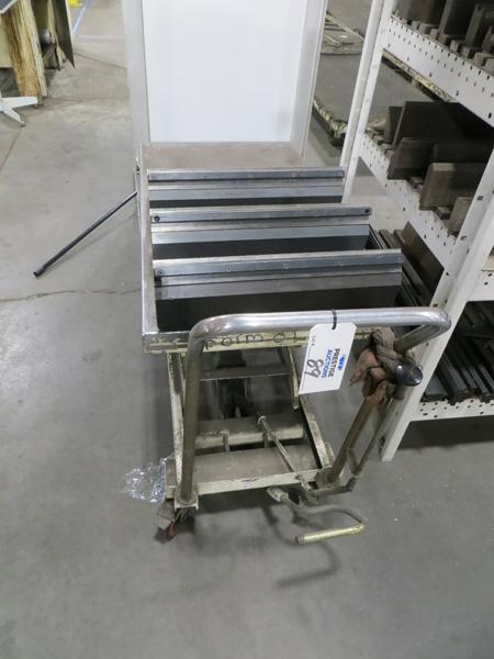 { Group of lots: 89, 91, 92 } Lift cart with brake press tooling