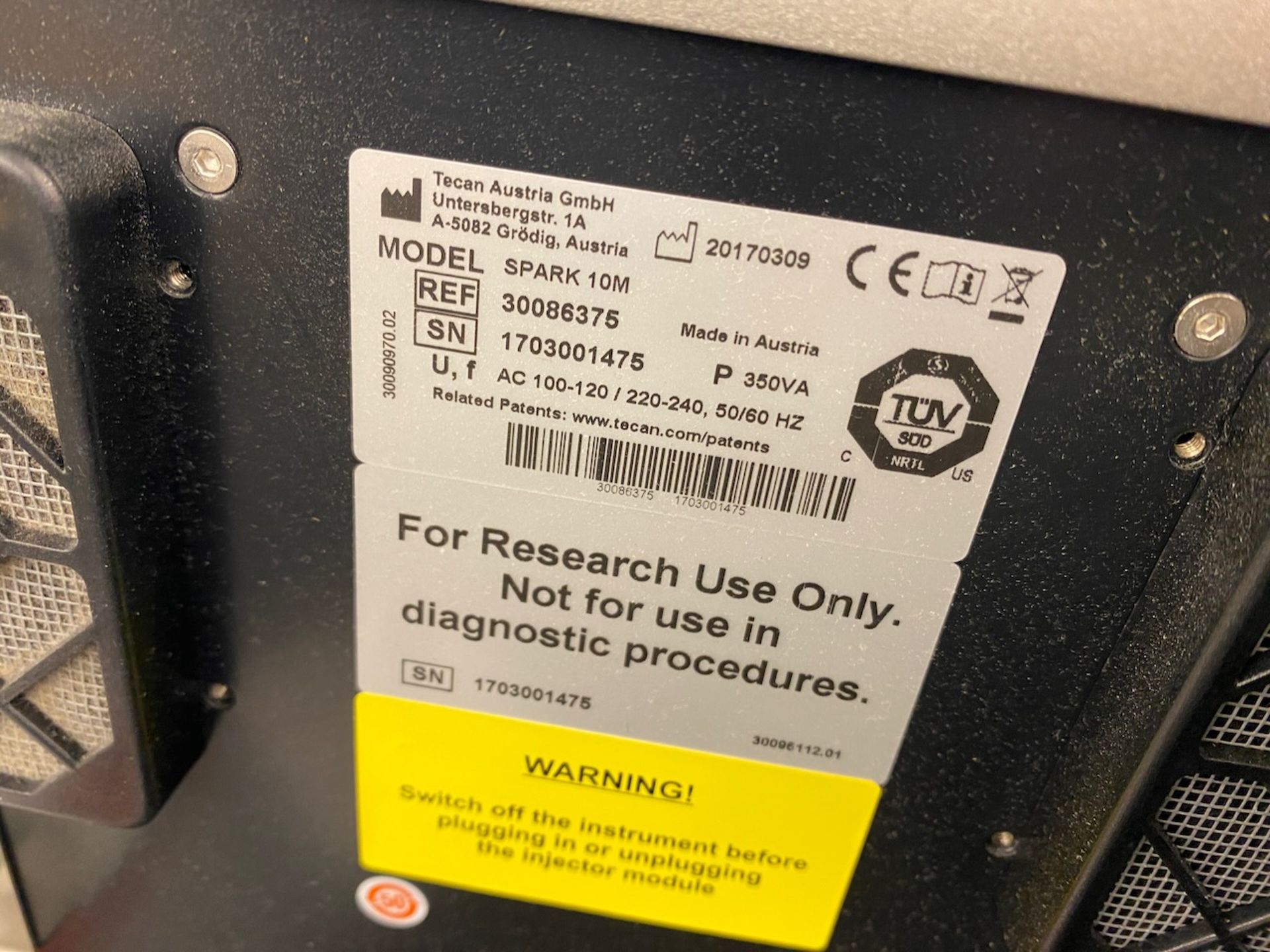 2017 Tecan Spectrophotometer Plate Reader model Spark 10M, 6-384 well ...