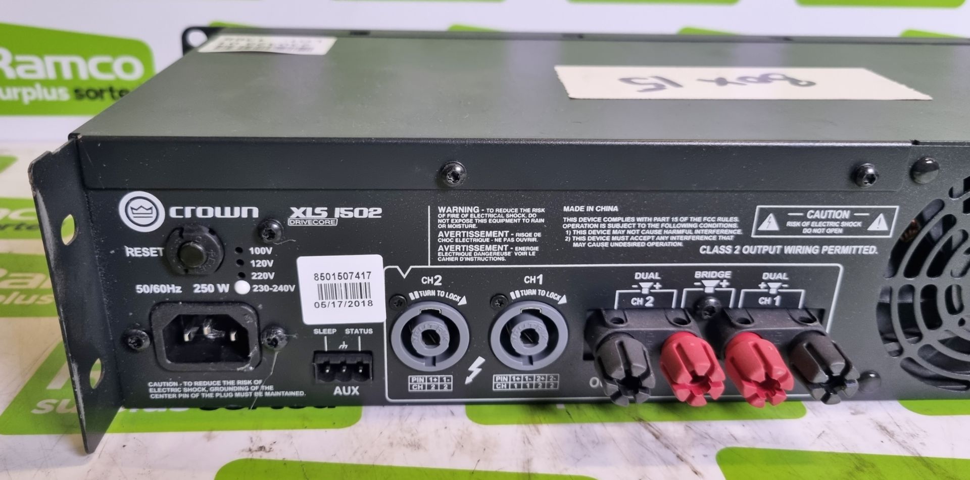 Crown XLS1502 Drivecore amplifier - 50x25x9cm