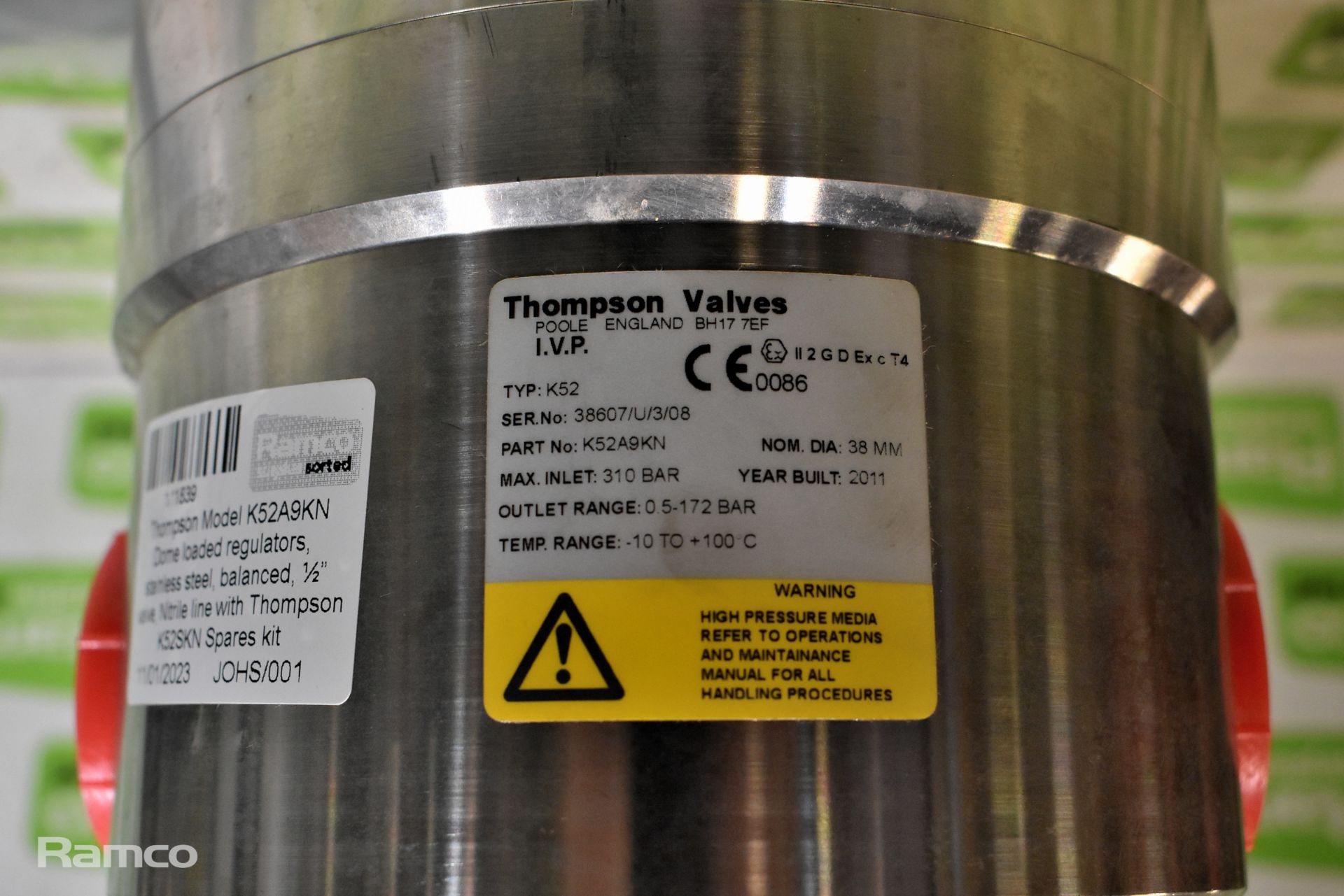 Thompson Model K52A9KN Dome loaded regulators, stainless steel ...