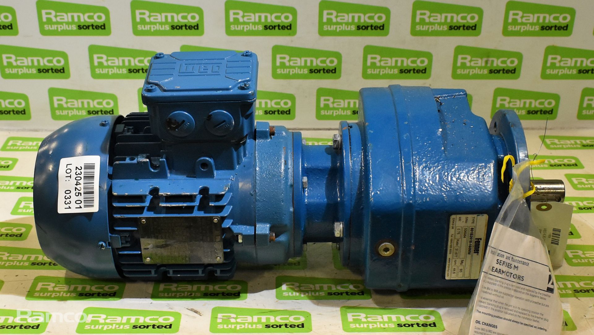 WEG AL80-04 220-460V 3-phase electric motor with Fenner series M ratio ...