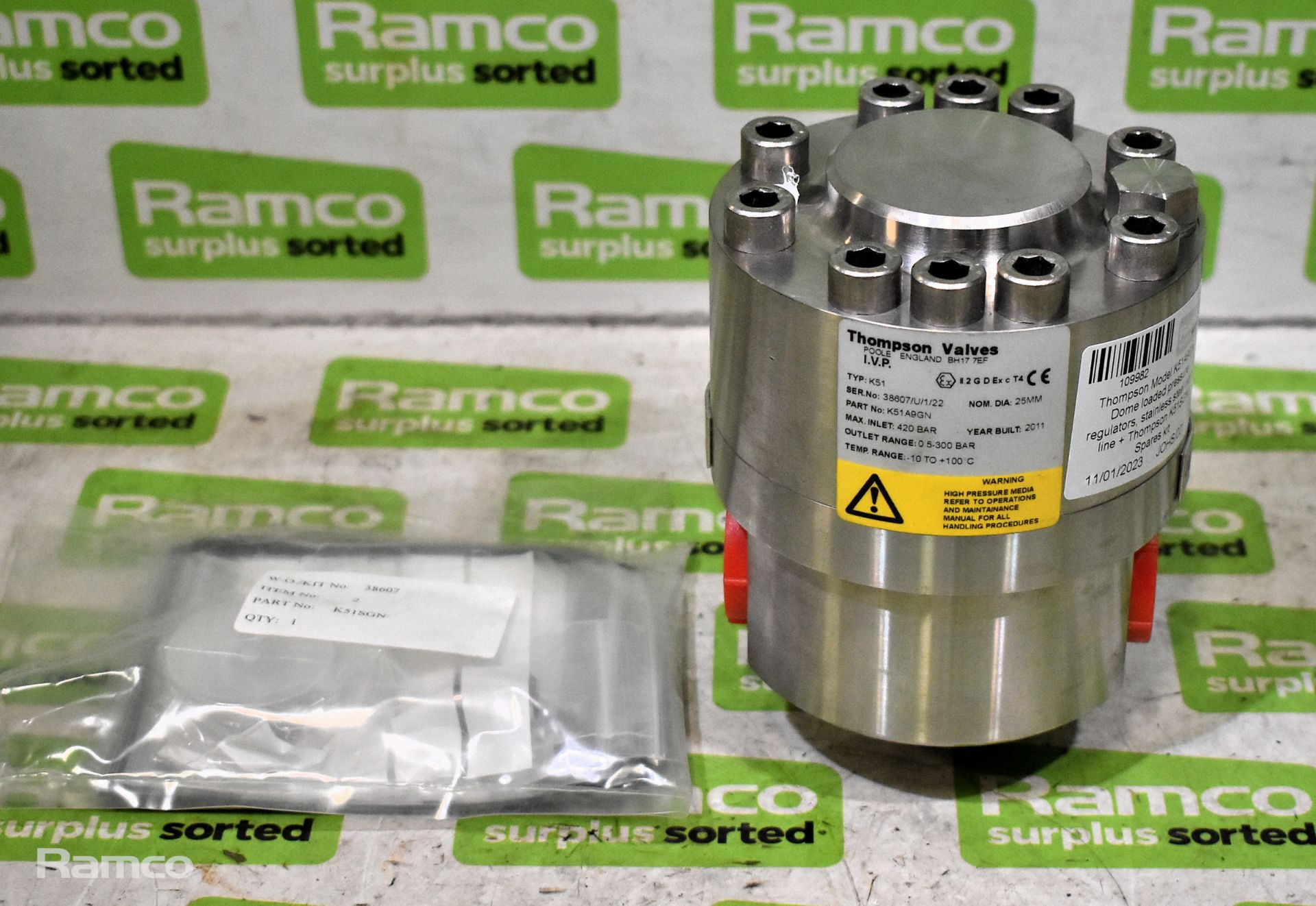 Thompson Model K51A9GN Dome loaded pressure regulators, stainless steel ...
