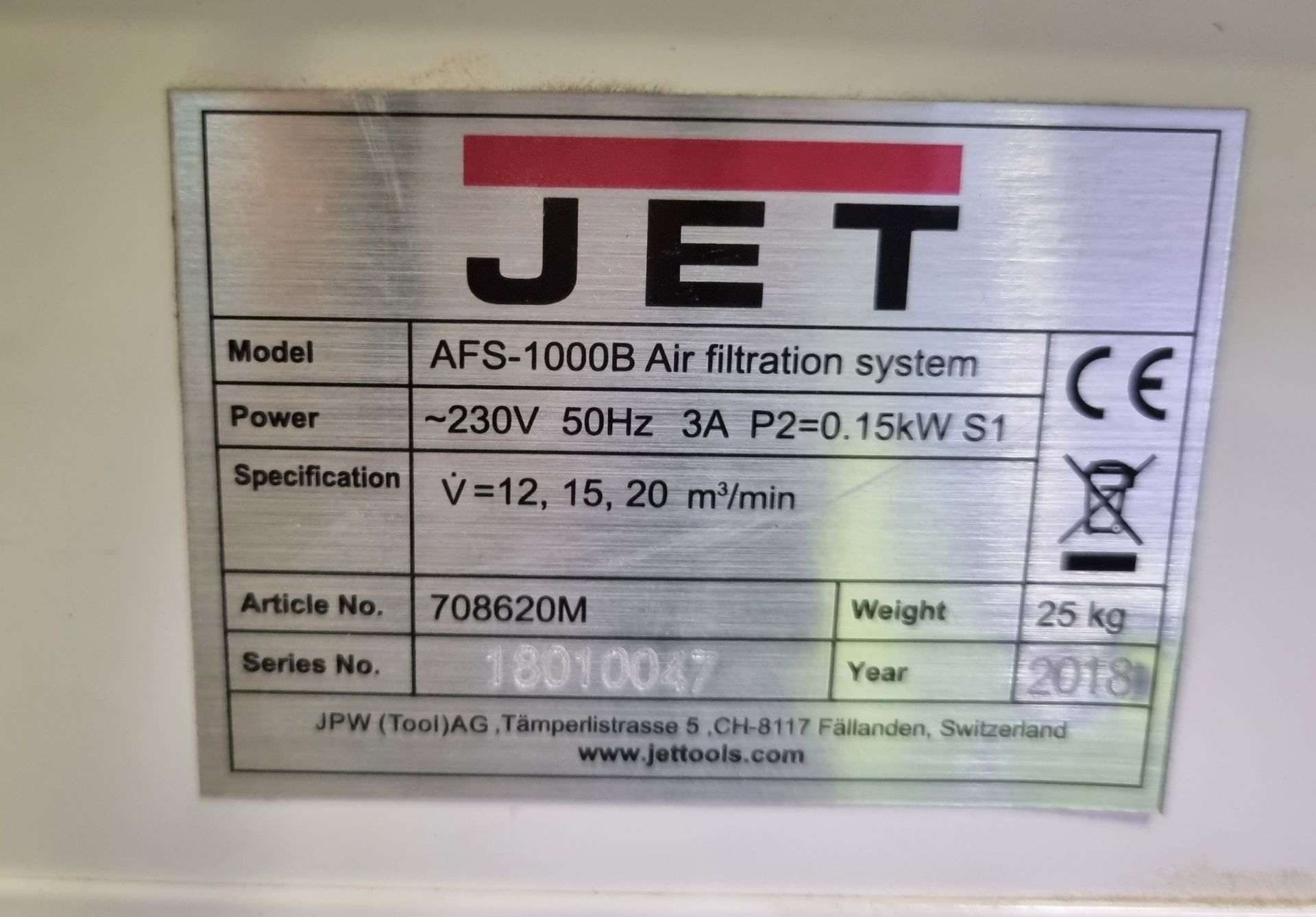 Jet AFS-1000B 3 speed air filtration system - 230V - L 770 x W 610 x H ...