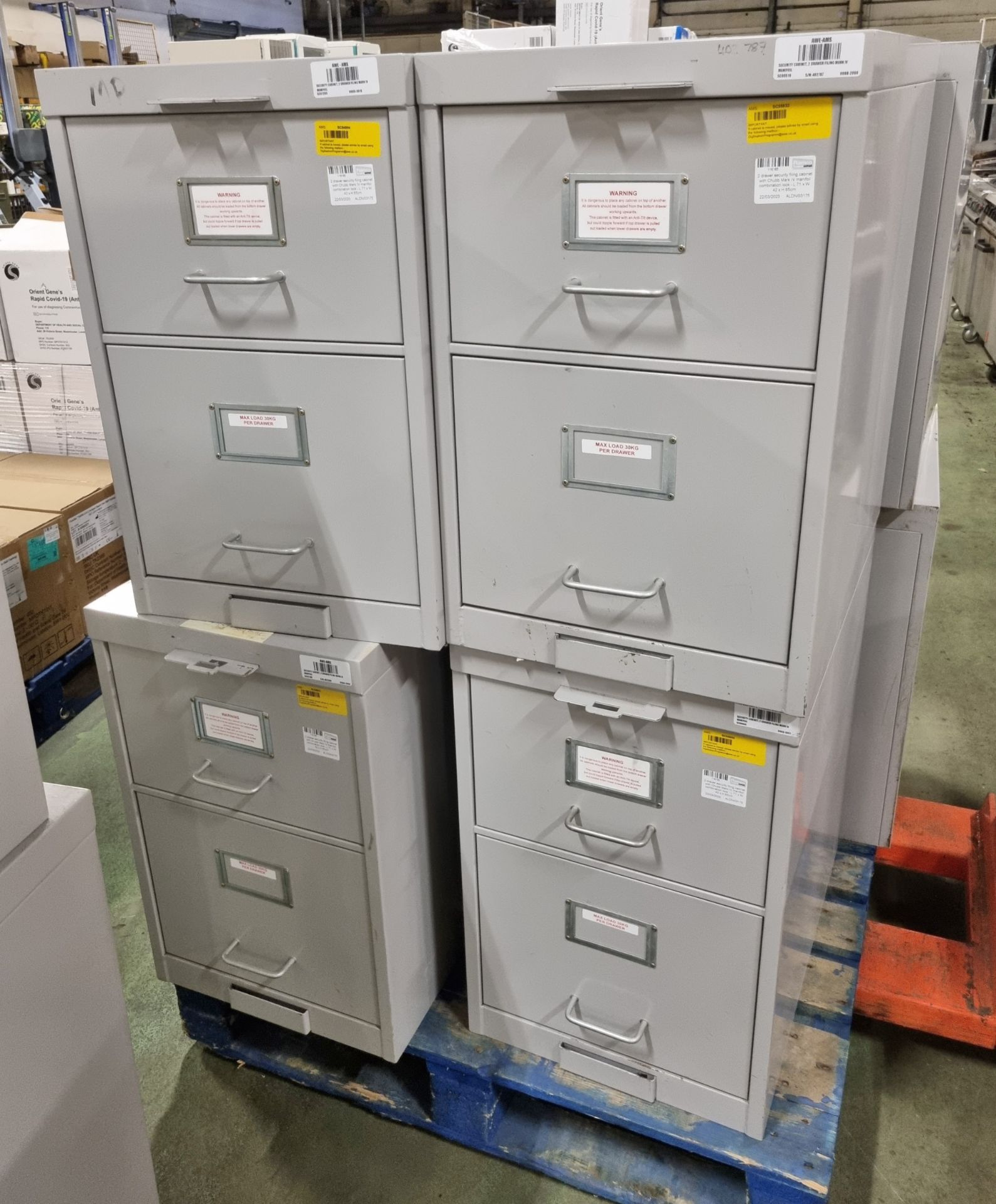 8x 2 drawer security filing cabinets with Chubb Mark IV manifoil ...