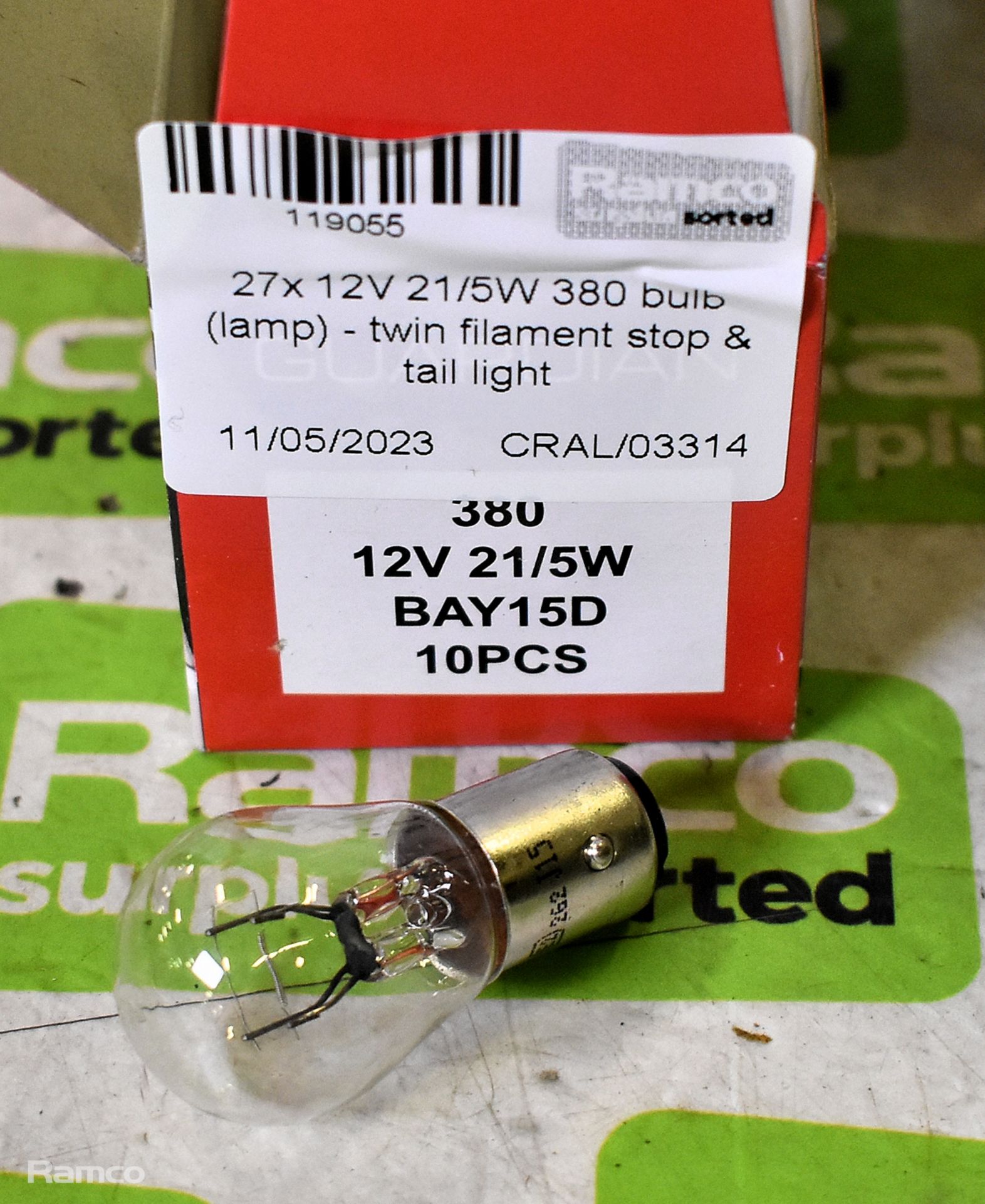 27x 12V 21/5W 380 bulb (lamp) - twin filament stop & tail lights