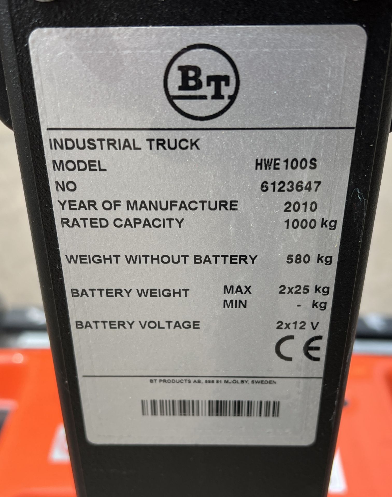 Toyota BT HWE100S Staxio compact straddle pallet stacker Serial No ...