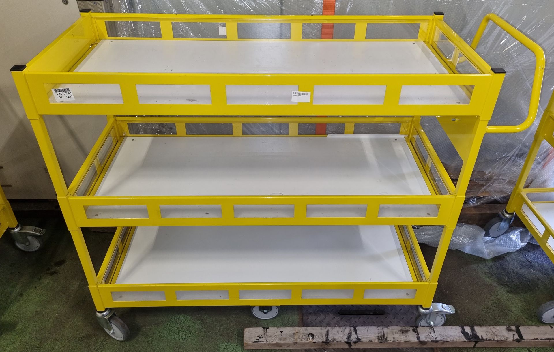 Yellow 3-tier general use trolley - W 1440 x D 550 x H 1150mm
