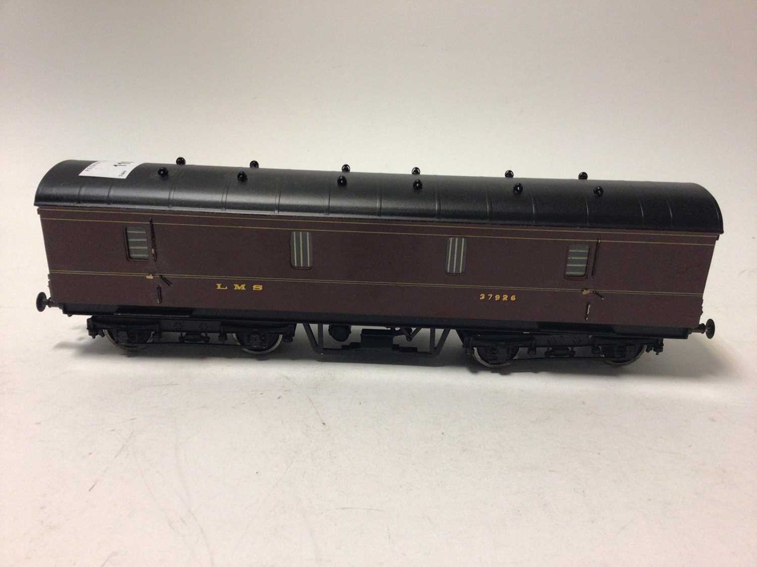 Railway O gauge tinplate LMS carriage 37926 plus one other LMS 32982 (2)