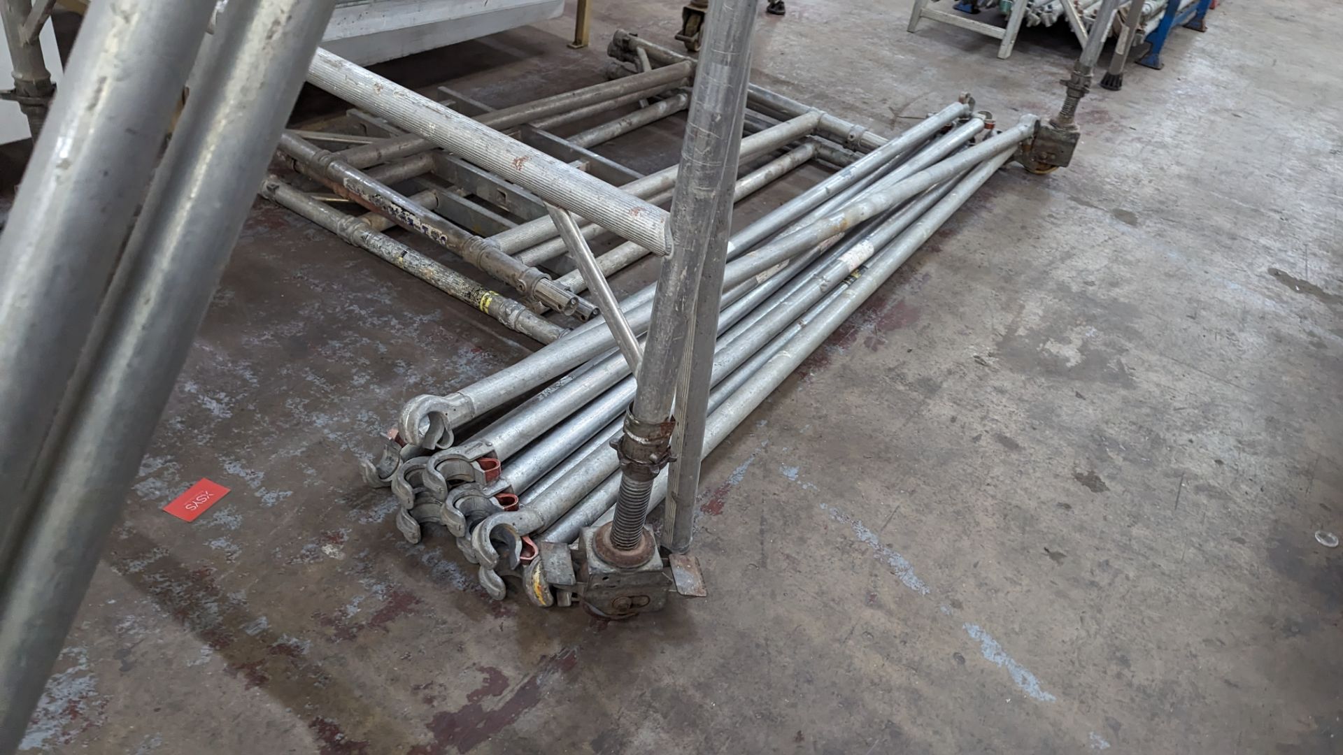 Scaffold tower comprising the uprights, beams and 4 off stabilisers in ...