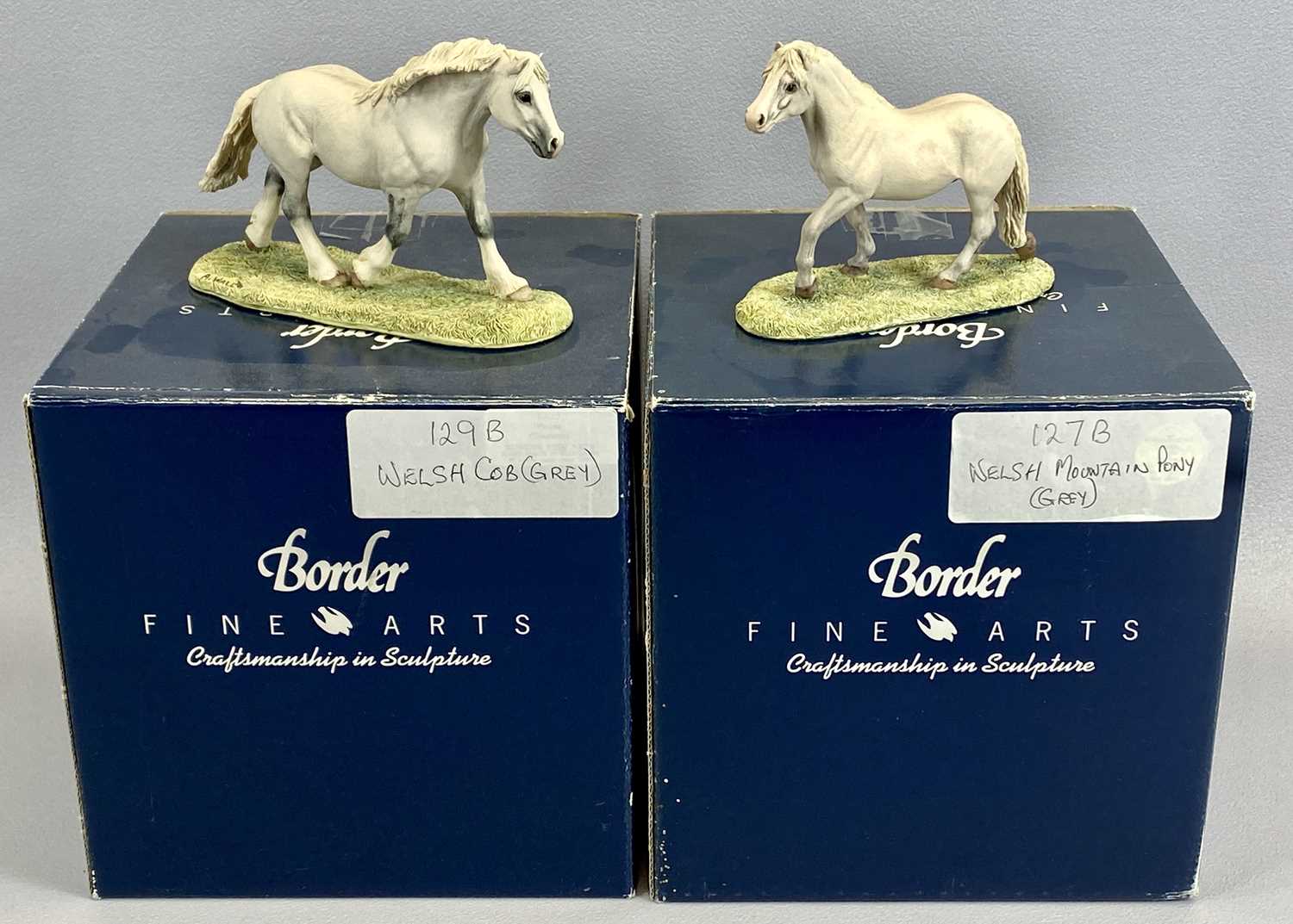BORDER FINE ARTS FIGURES (2) - 'Welsh Cob' (grey), 129B, signed A Wall ...