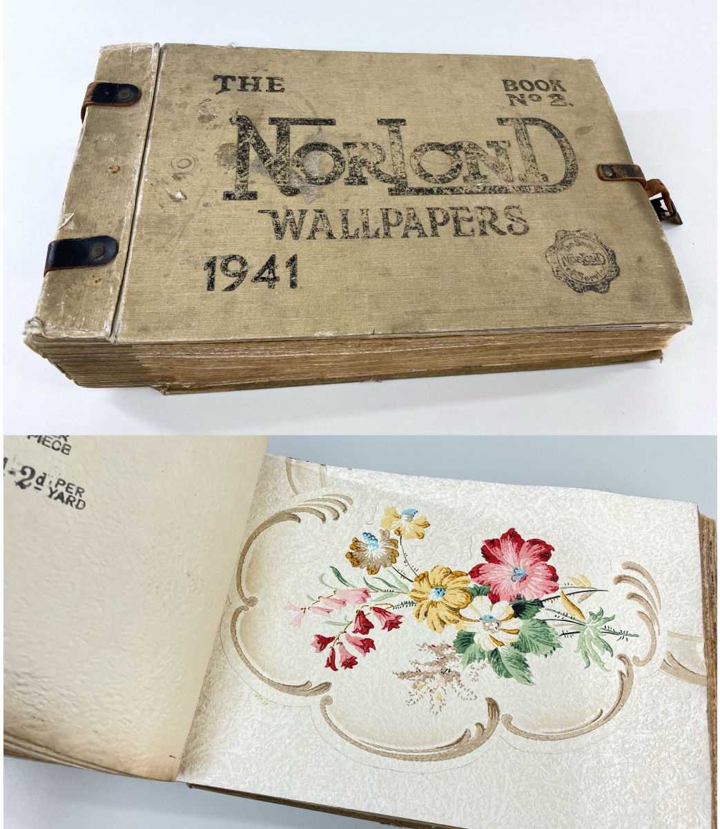 1941 NORLAND PAINT & WALLPAPER SAMPLE BOOK No. 2, printed leather ...
