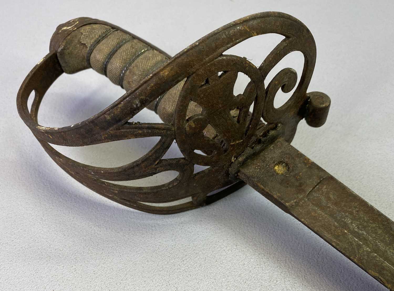 VICTORIAN OFFICER'S SWORD - 82cms single edge fullered blade, faintly ...