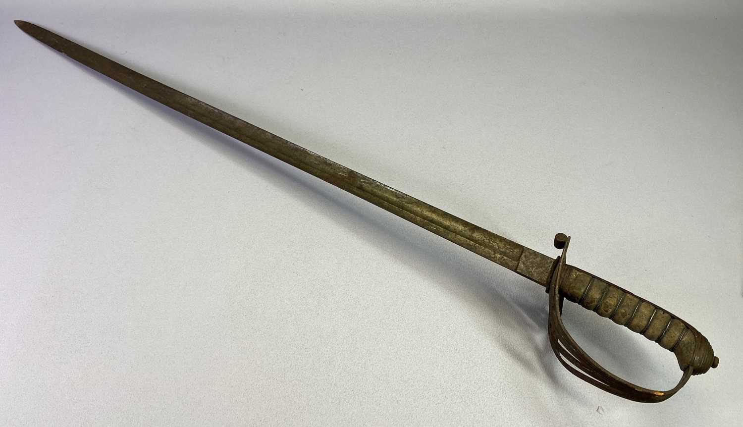 VICTORIAN OFFICER'S SWORD - 82cms single edge fullered blade, faintly ...