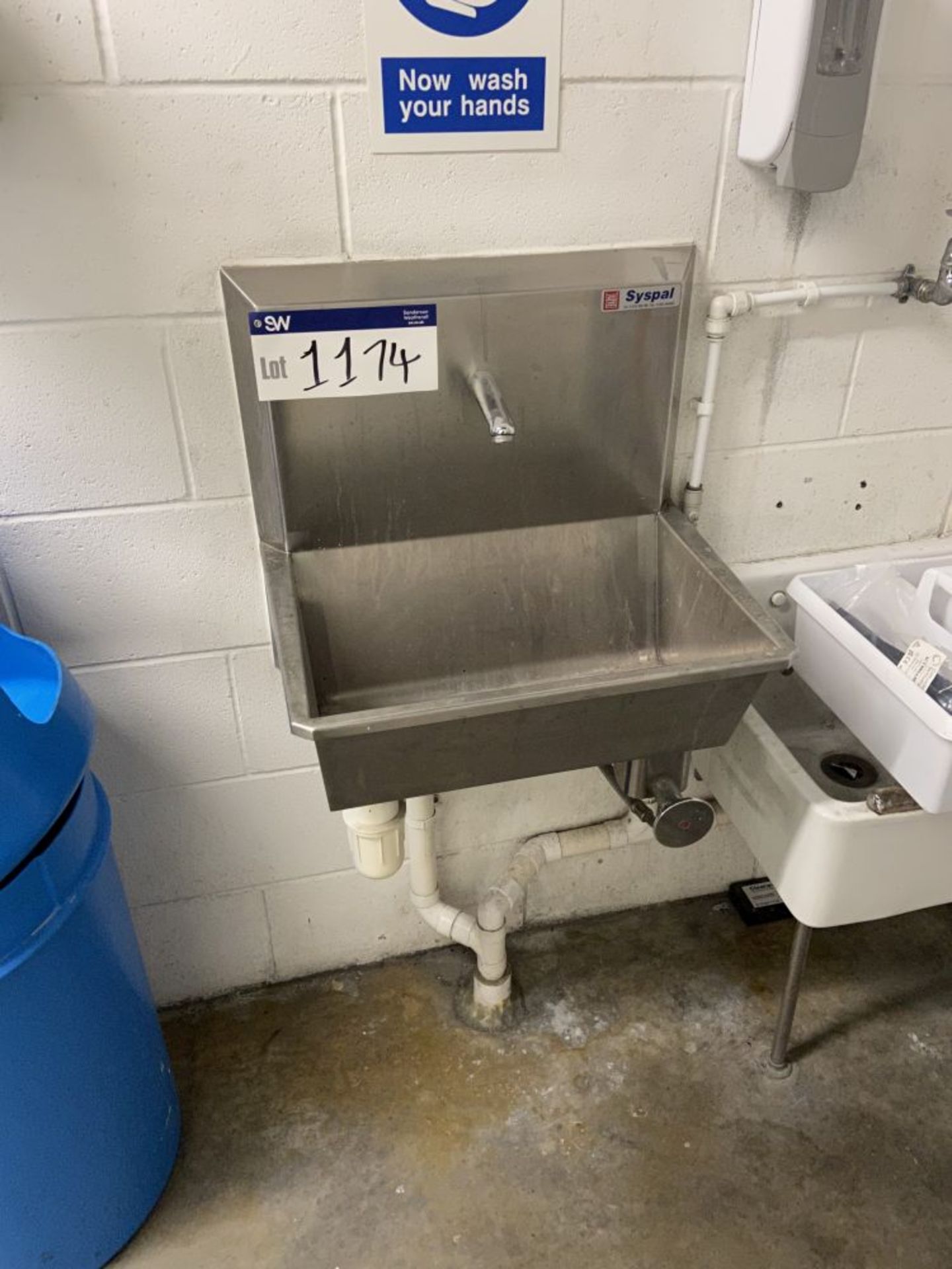 Syspal Stainless Steel Knee Operated Sink, approx. 550mm x 420mmPlease ...