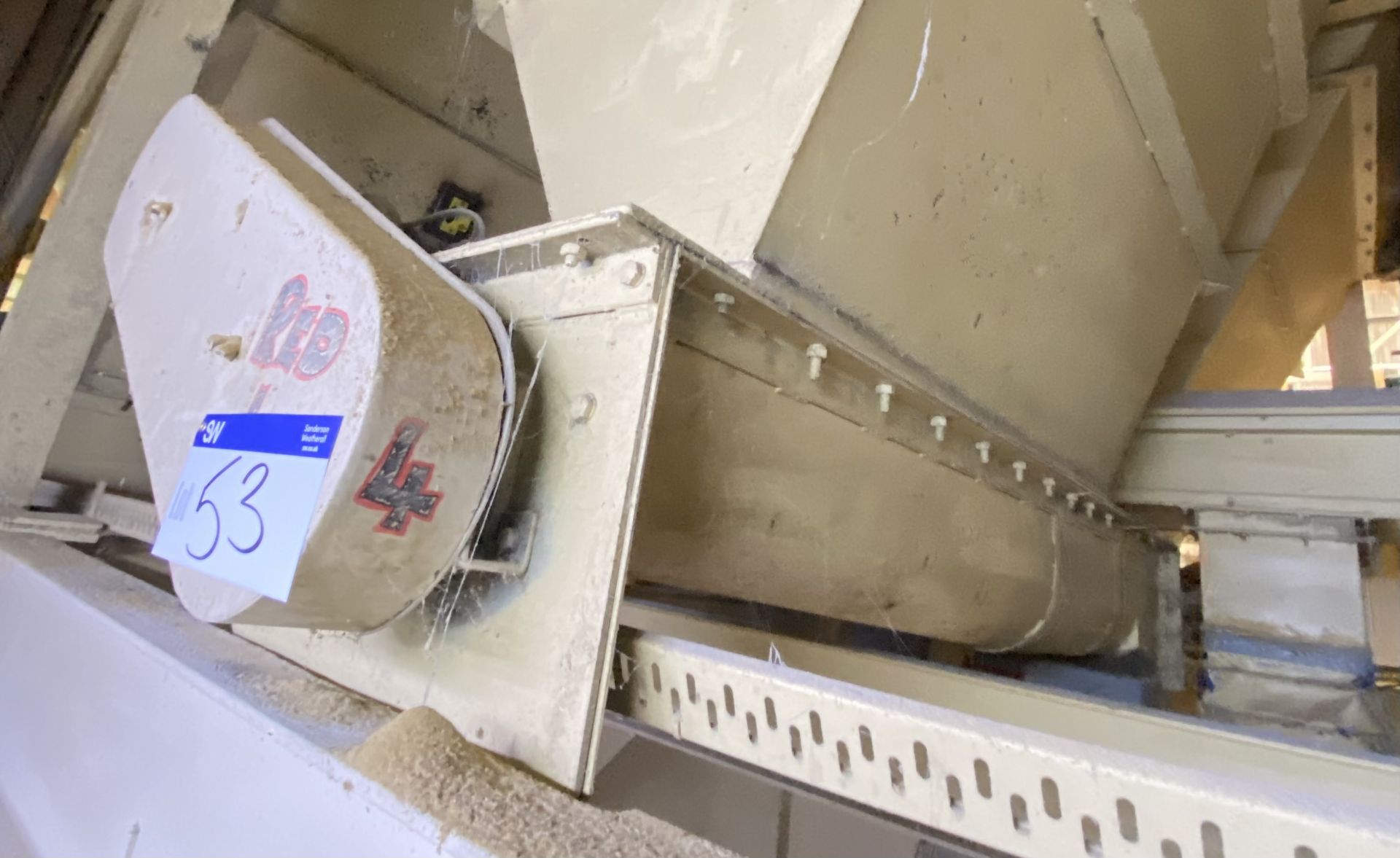 (AG-ENG) Part Taper Screw Hopper Discharge Conveyor, approx. 2.1m long ...