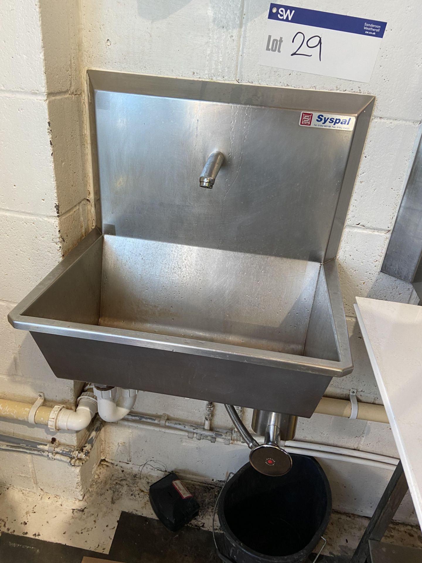 Syspal Stainless Steel Knee Operated Sink, approx. 550mm x 400mmPlease ...