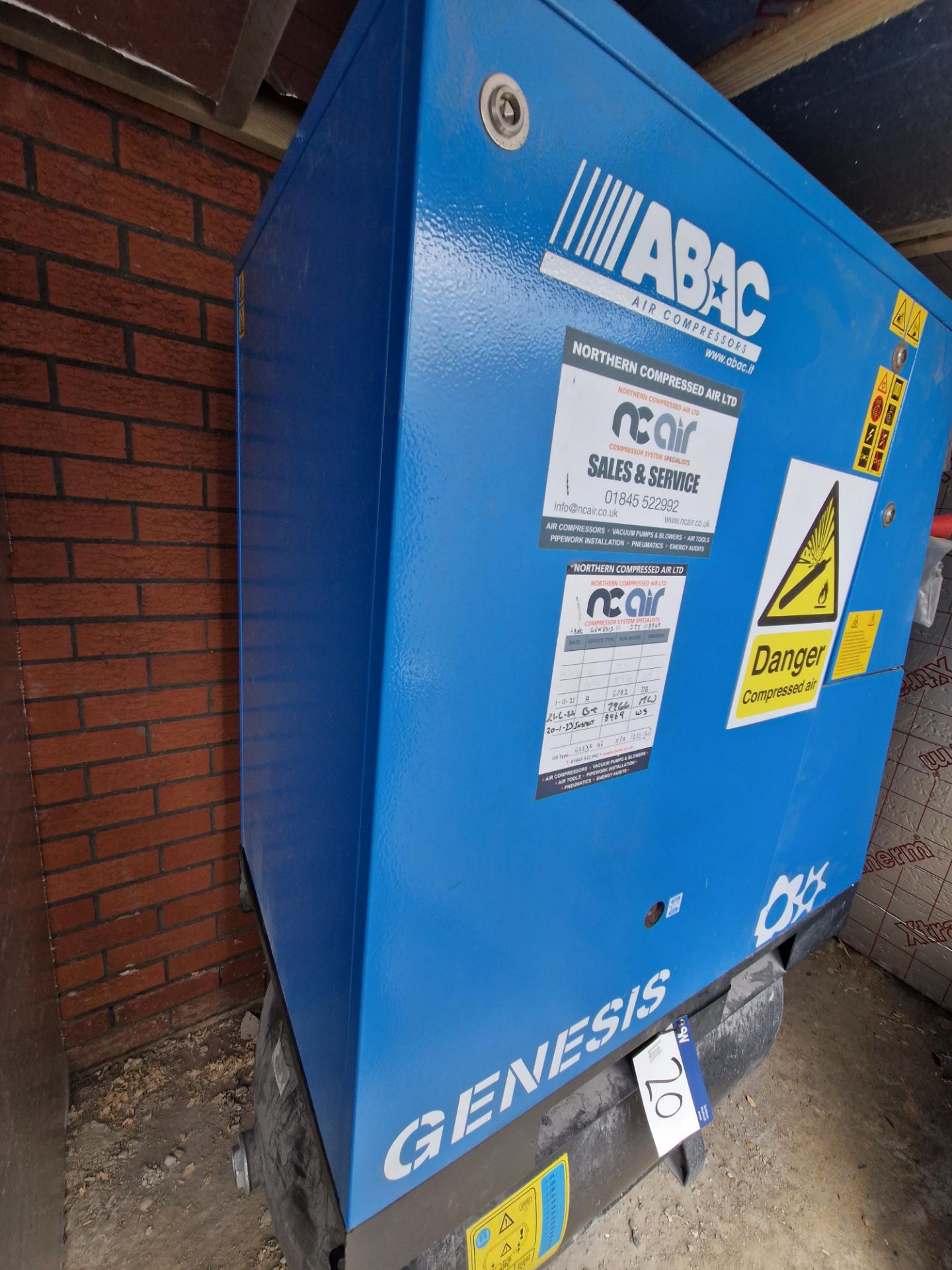 ABAC Genesis II 270L Rotary Screw Air Compressor, Serial No: 1TJ118949 ...