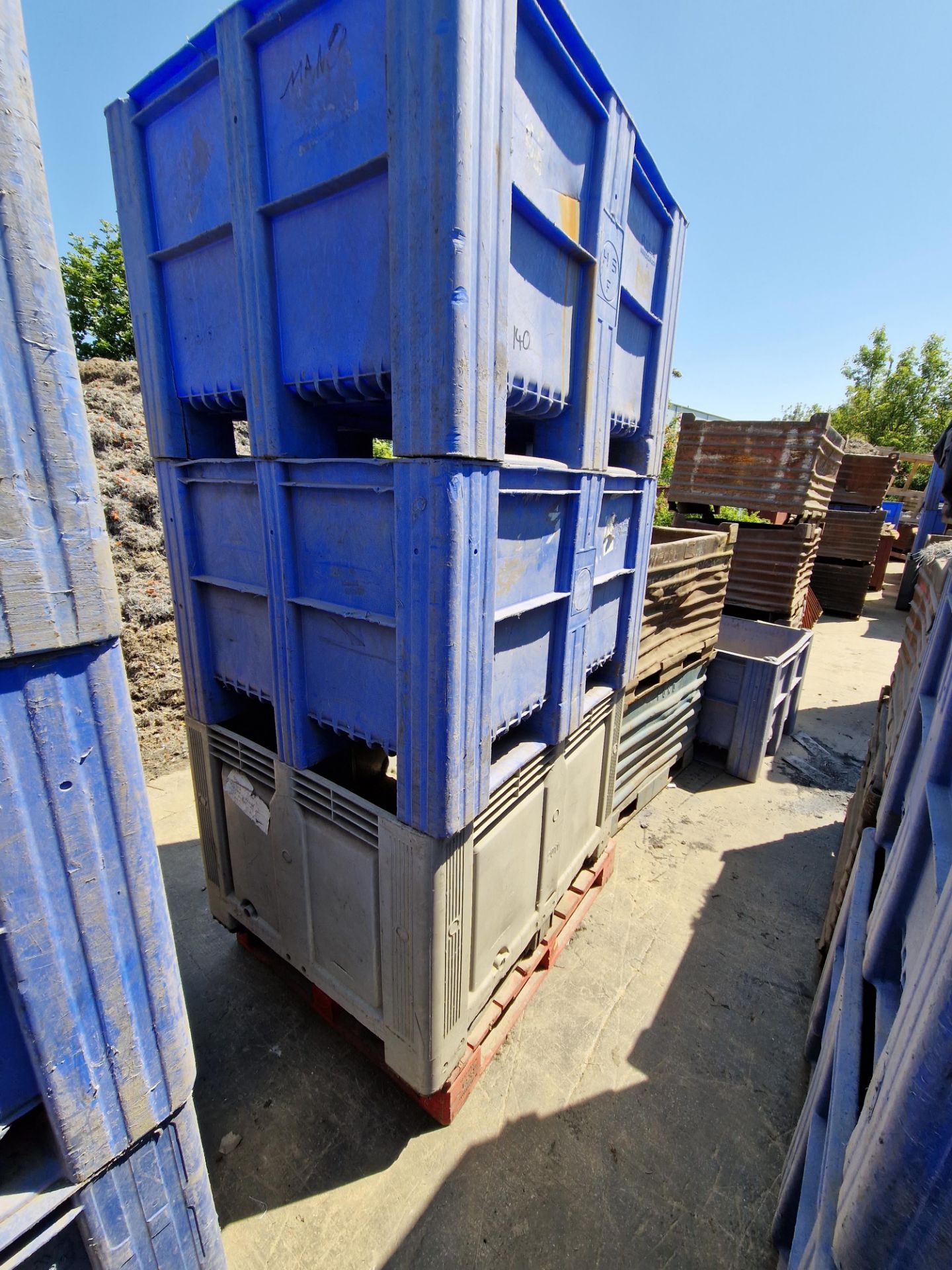 Three Plastic Stillages, Approx. 1.2m x 1m x 0.75m (Excluding Contents ...