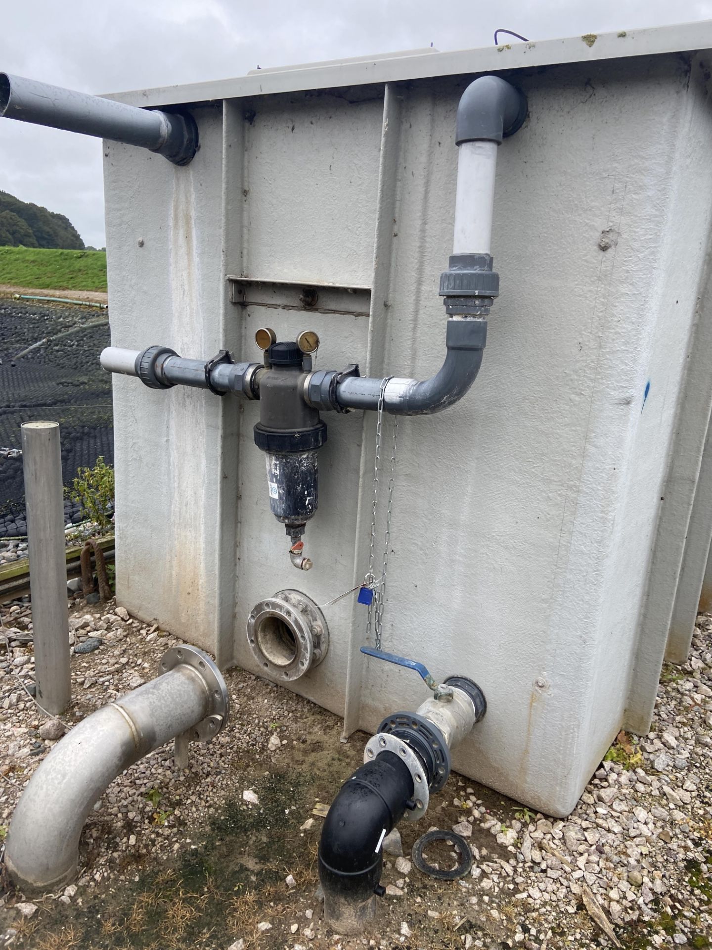 Fibreglass Water Tank, approx. 2.5m x 2m x 2.05m high, with filters and ...
