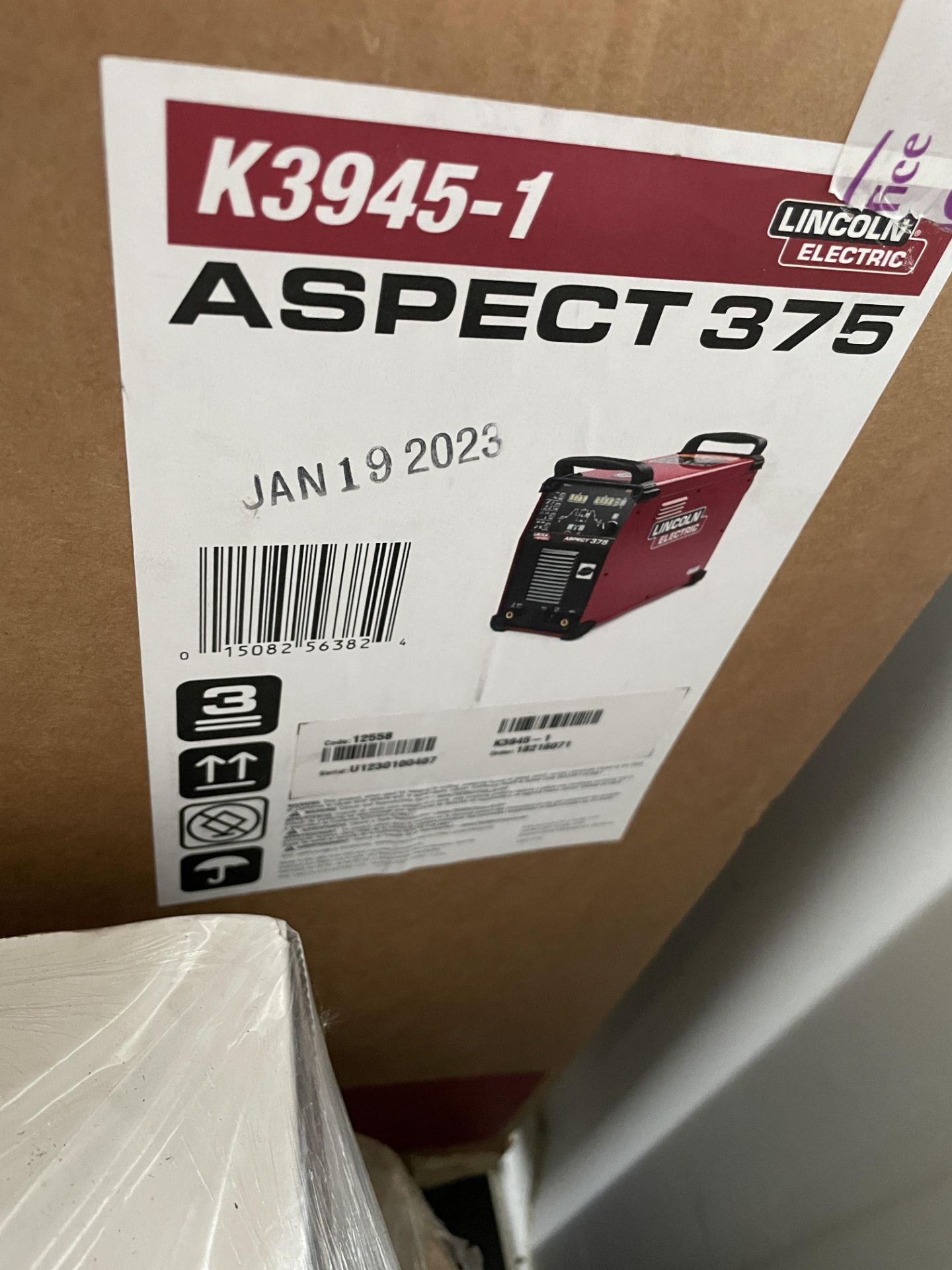 Lincoln Electric K3945-1 ASPECT 375 TIG WELDER, serial no. U1230100407 ...