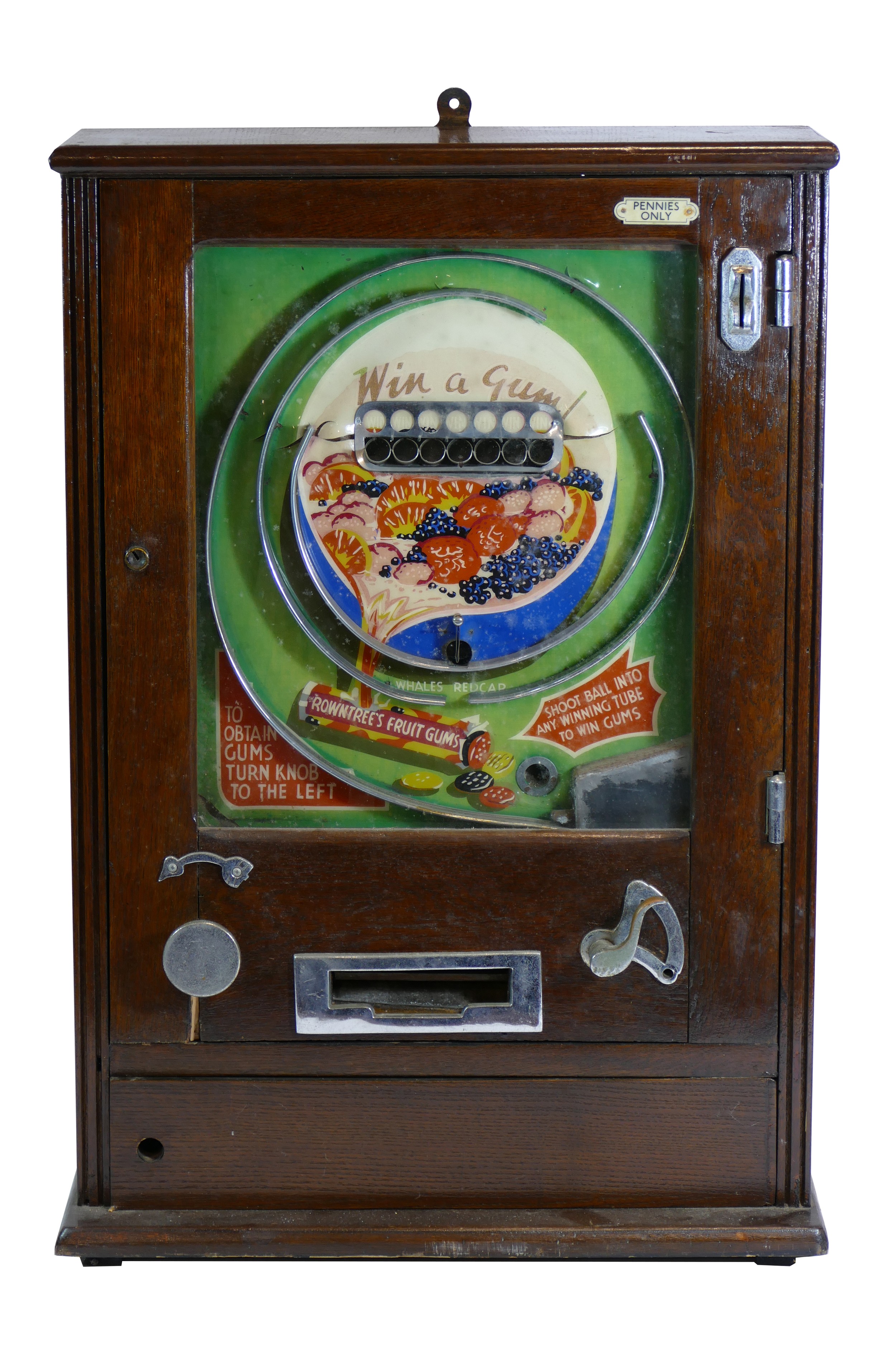 An Allwin De Luxe penny slot machine, c.1920's, branded with Rowntree's ...