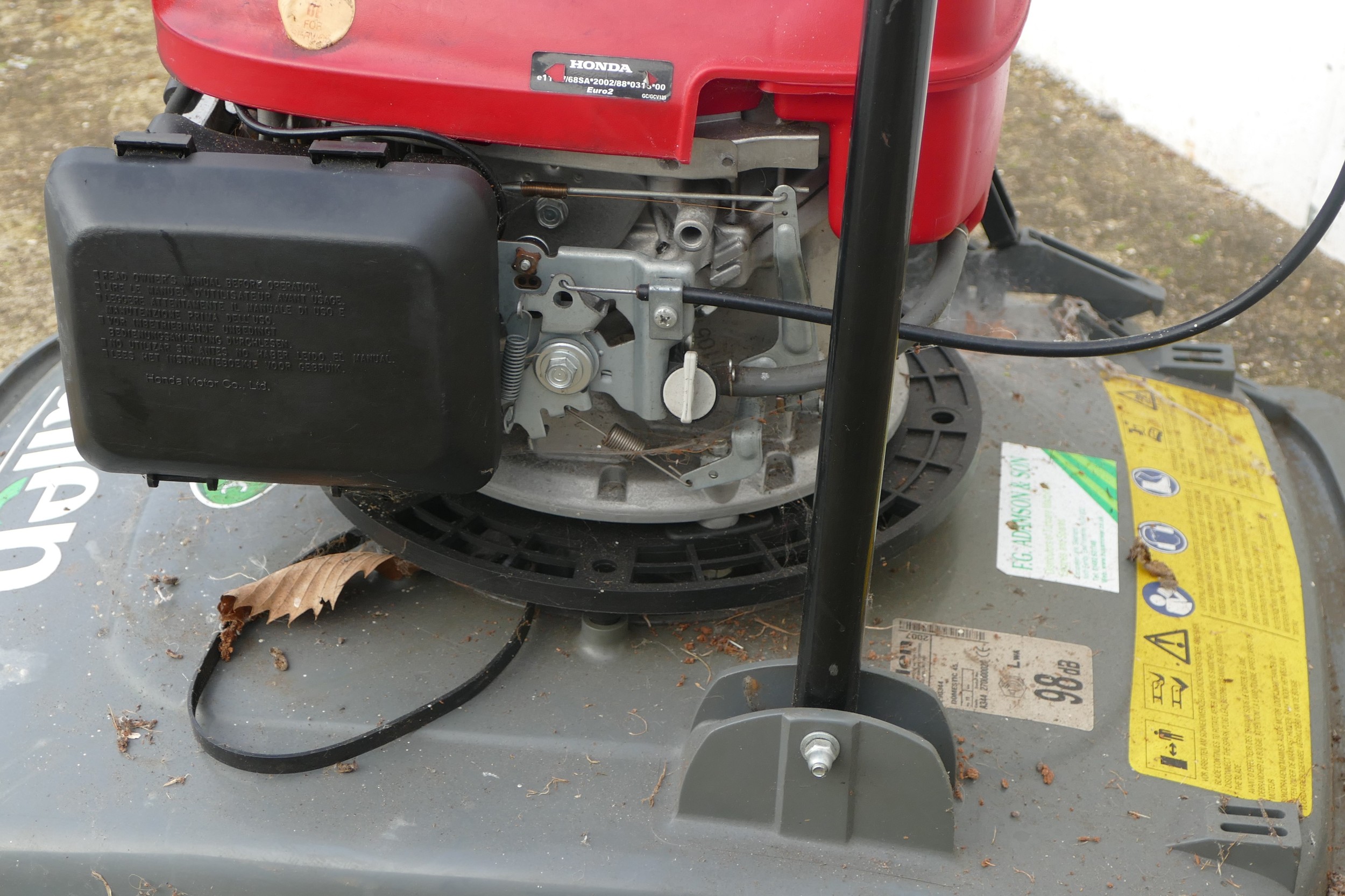 A petrol driven hover lawnmower, B.C. Allen model Domestic 45 A344.