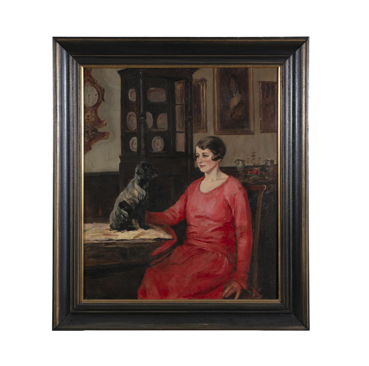 EVA HENRIETTA HAMILTON (1876-1960) Portrait of a seated Lady in a red ...