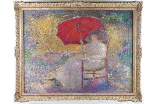 ALEXANDER STUART-HILL (BRITISH, 1889-1948)The Red Umbrellasigned 'a ...