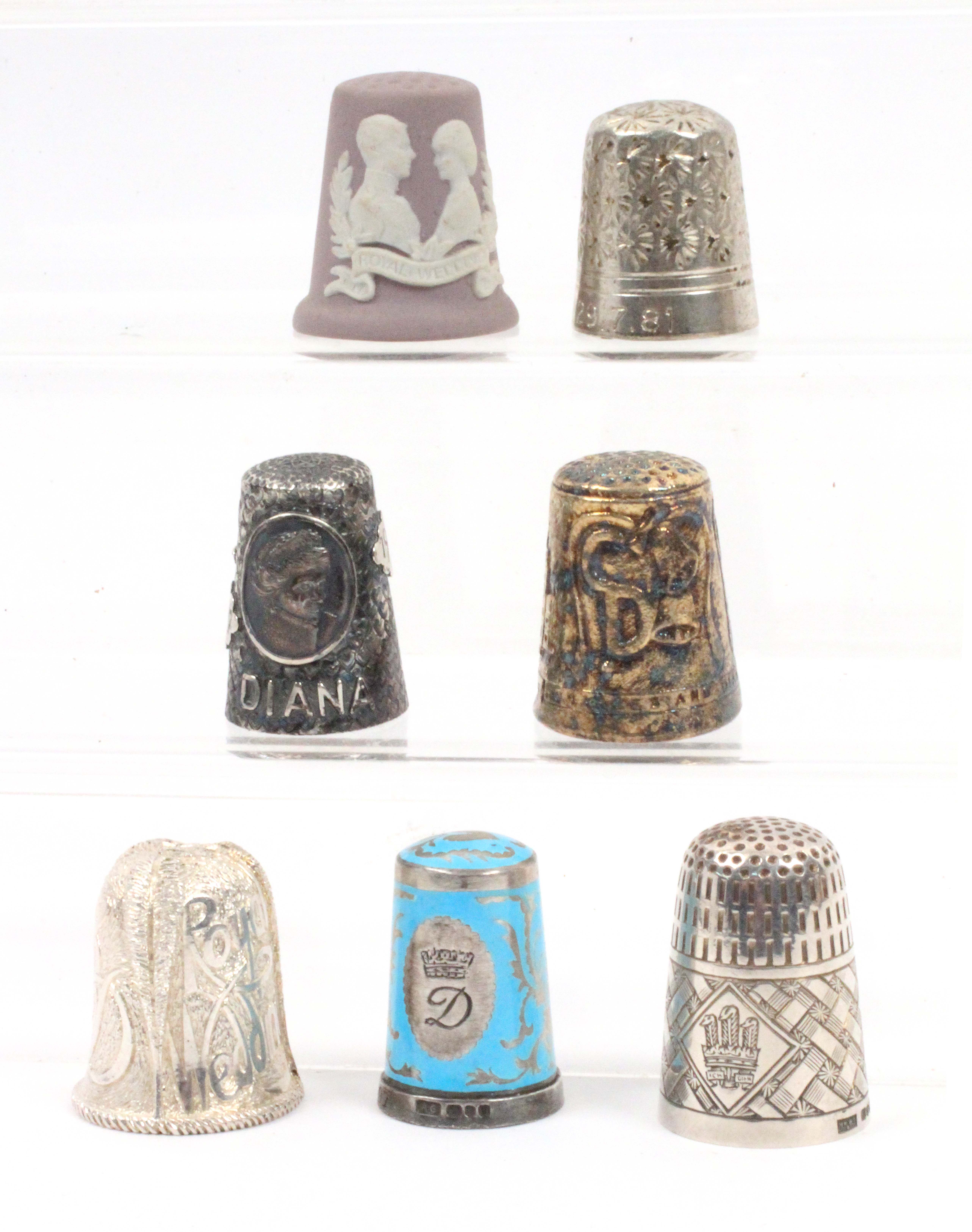 Nine English Royal commemorative thimbles for Charles and Diana ...