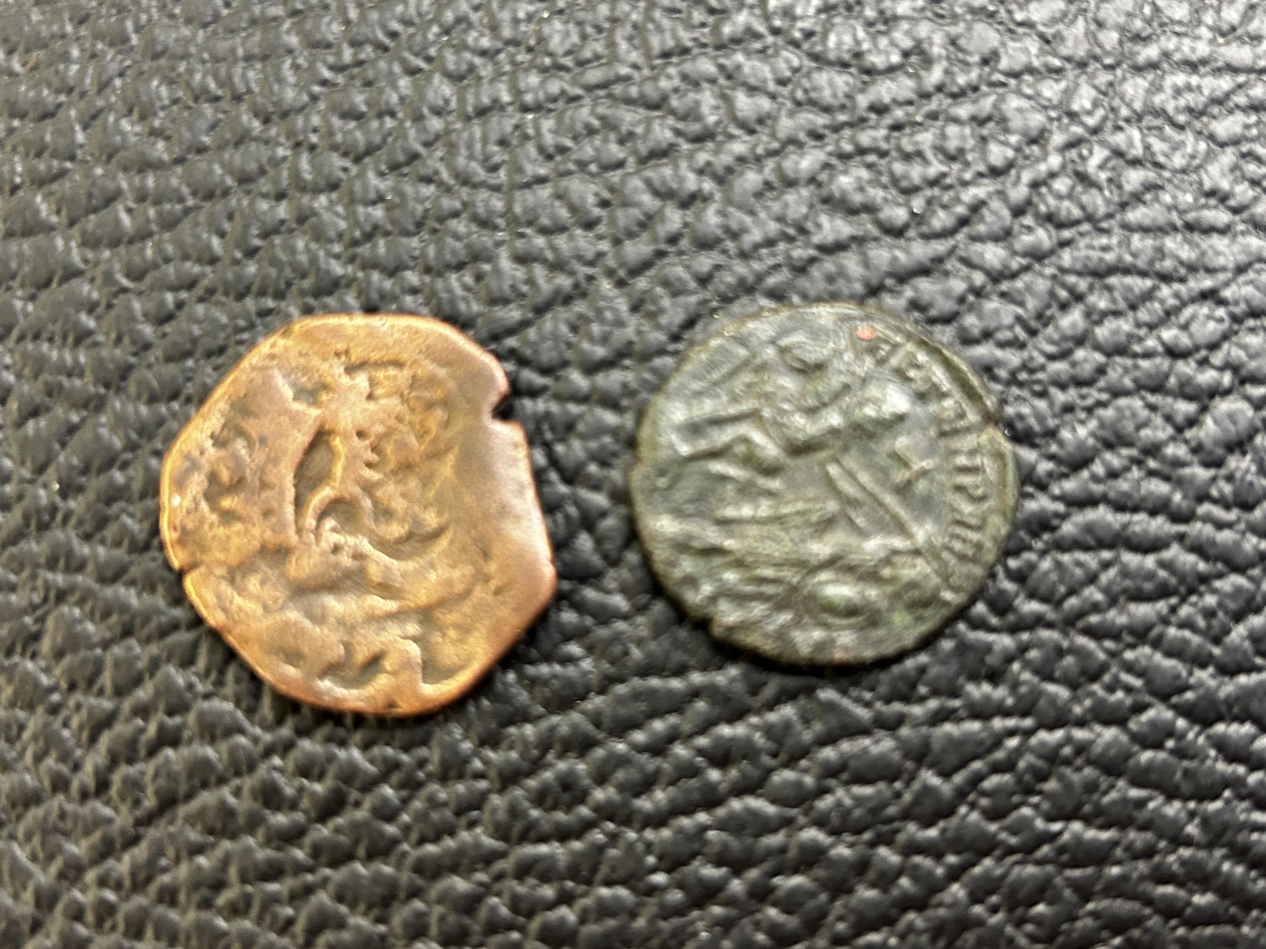 1550-1700 Spanish copper pirate cob together with 348AD Constantius II ...