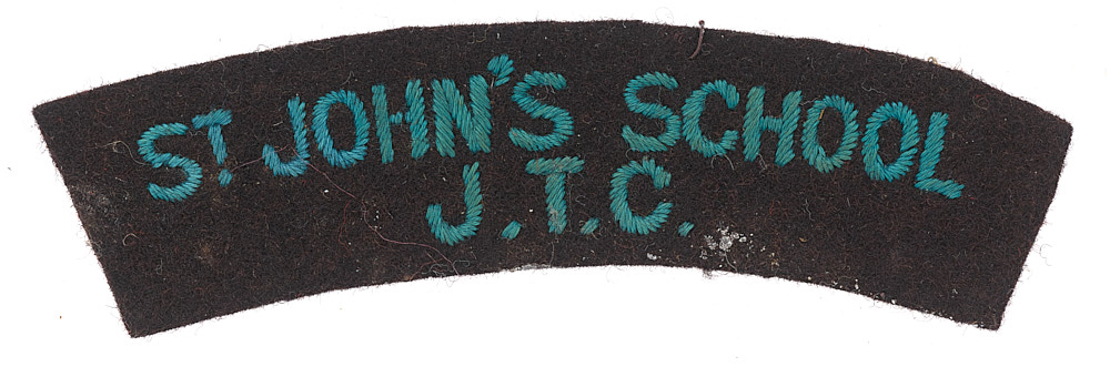 Badge. ST.JOHNS SCHOOL / JTC cloth shoulder title circa 1940-48. Good ...
