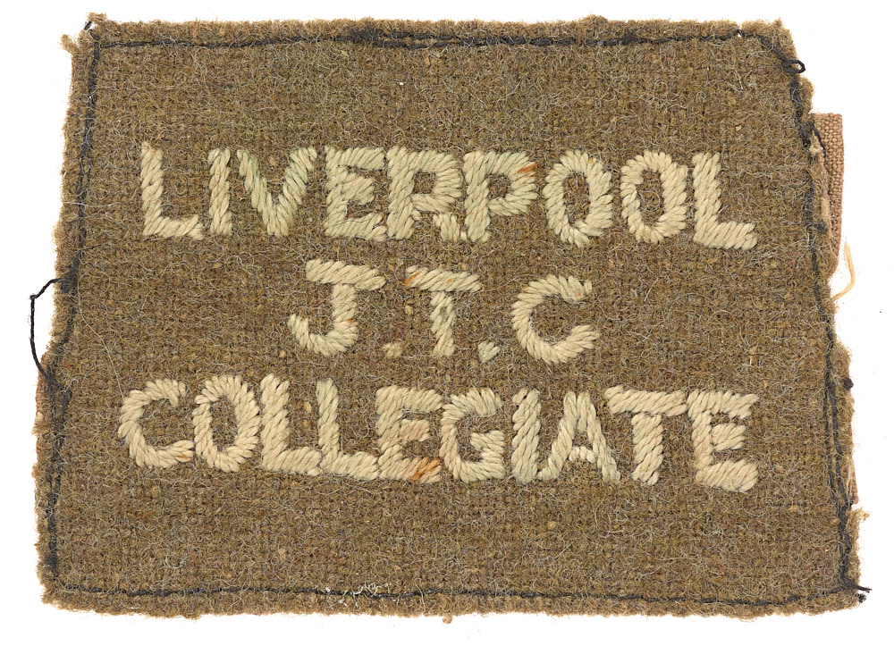 Badge. LIVERPOOL / JTC / COLLEGIATE cloth slip-on shoulder title circa ...