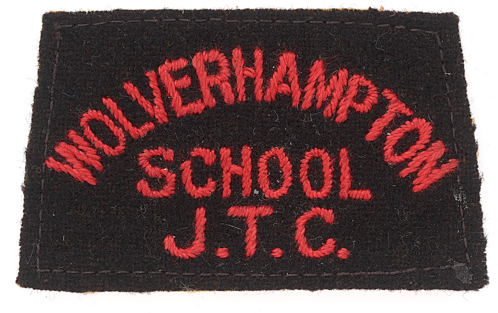 Badge. WOLVERHAMPTON / SCHOOL / JTC cloth slip-on shoulder title circa ...