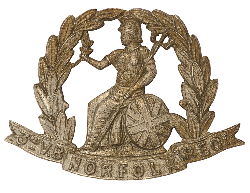 Badge. 3rd (East Dereham) VB Norfolk Regiment cap badge circa 1896-1908 ...