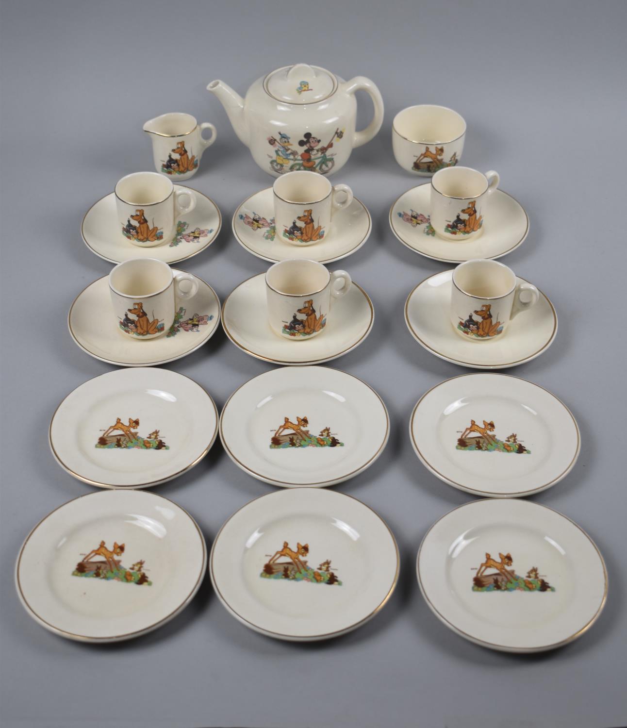 A Beswick Walt Disney Dolls Tea Set with Six Trios, Teapot, Cream and ...