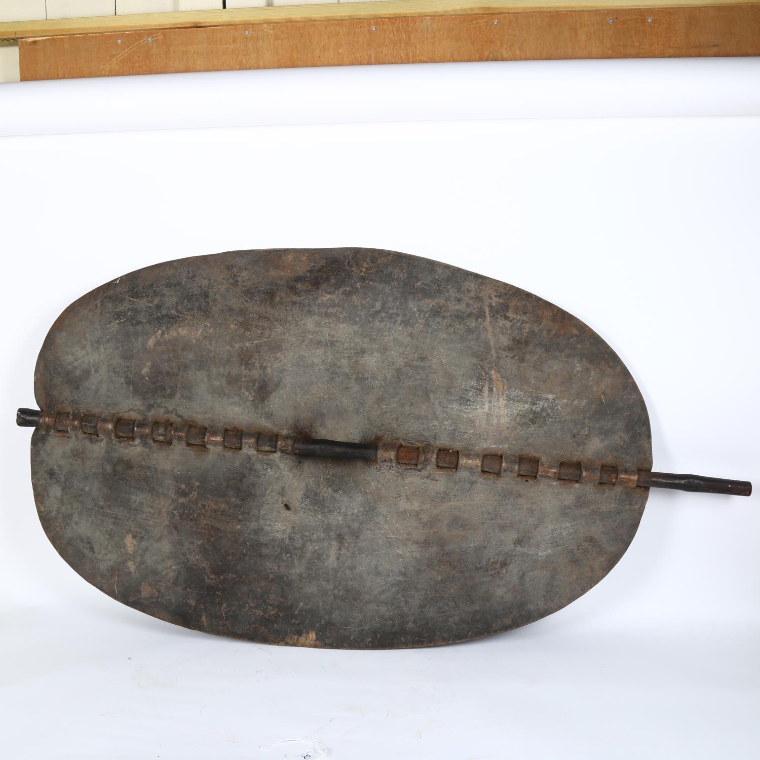 An Nuer tribal shield, Southern Sudan, overall height 116cm