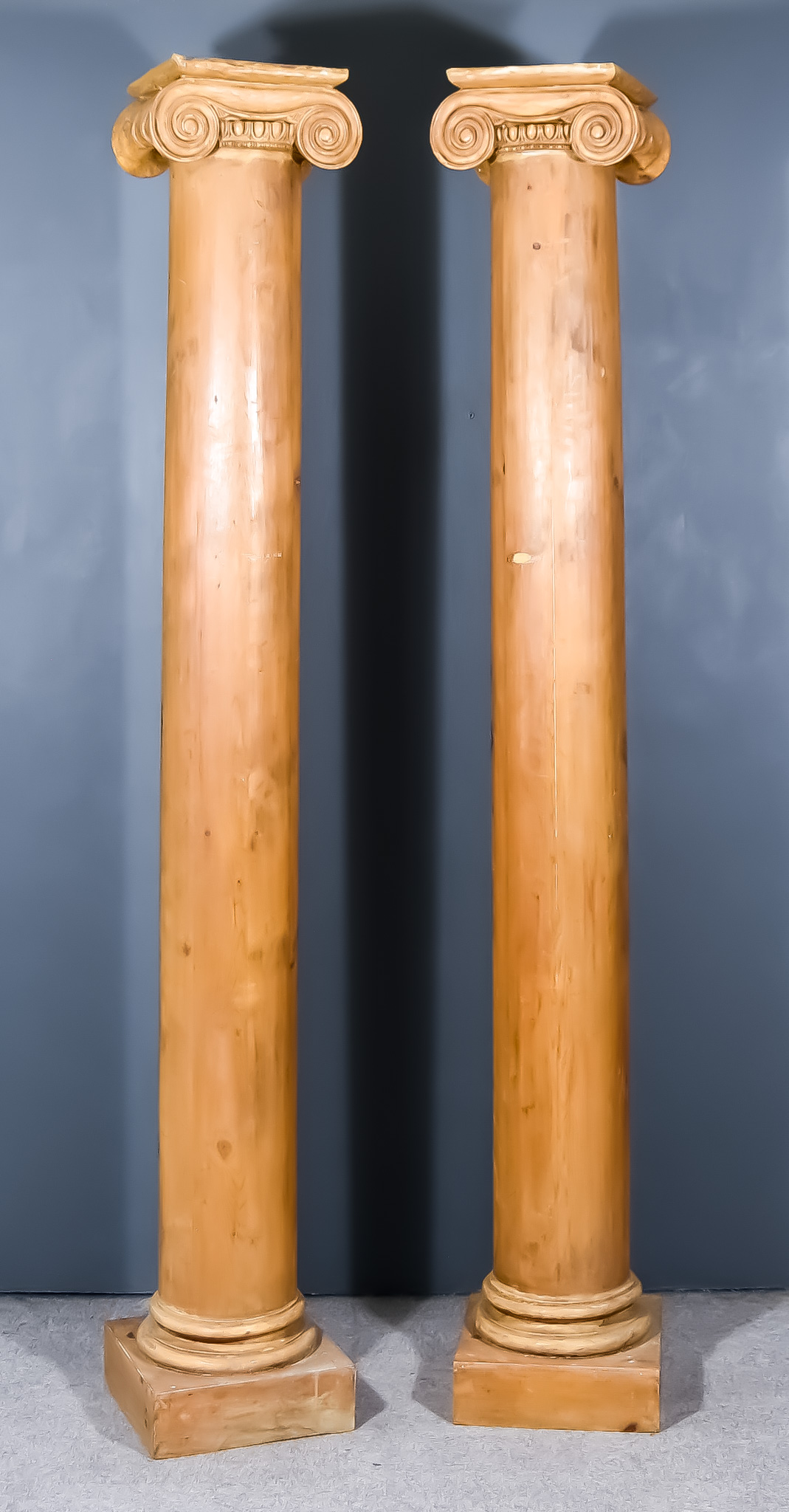 A Pair of Early 20th Century Pine and Plaster Doric Columns, with ...