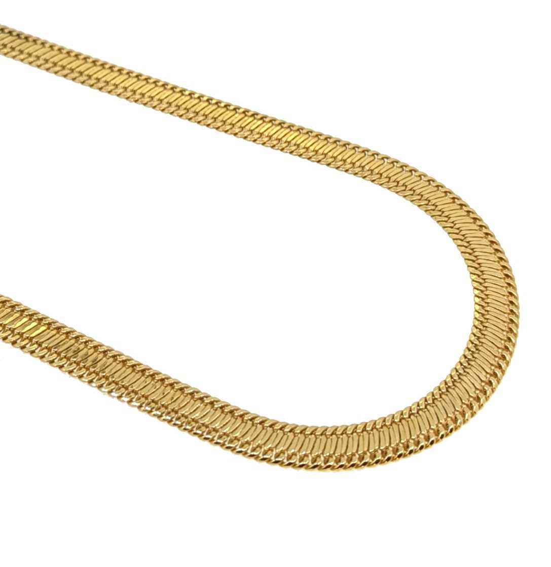 A 14ct gold fancy collarette necklace, textured and polished links ...