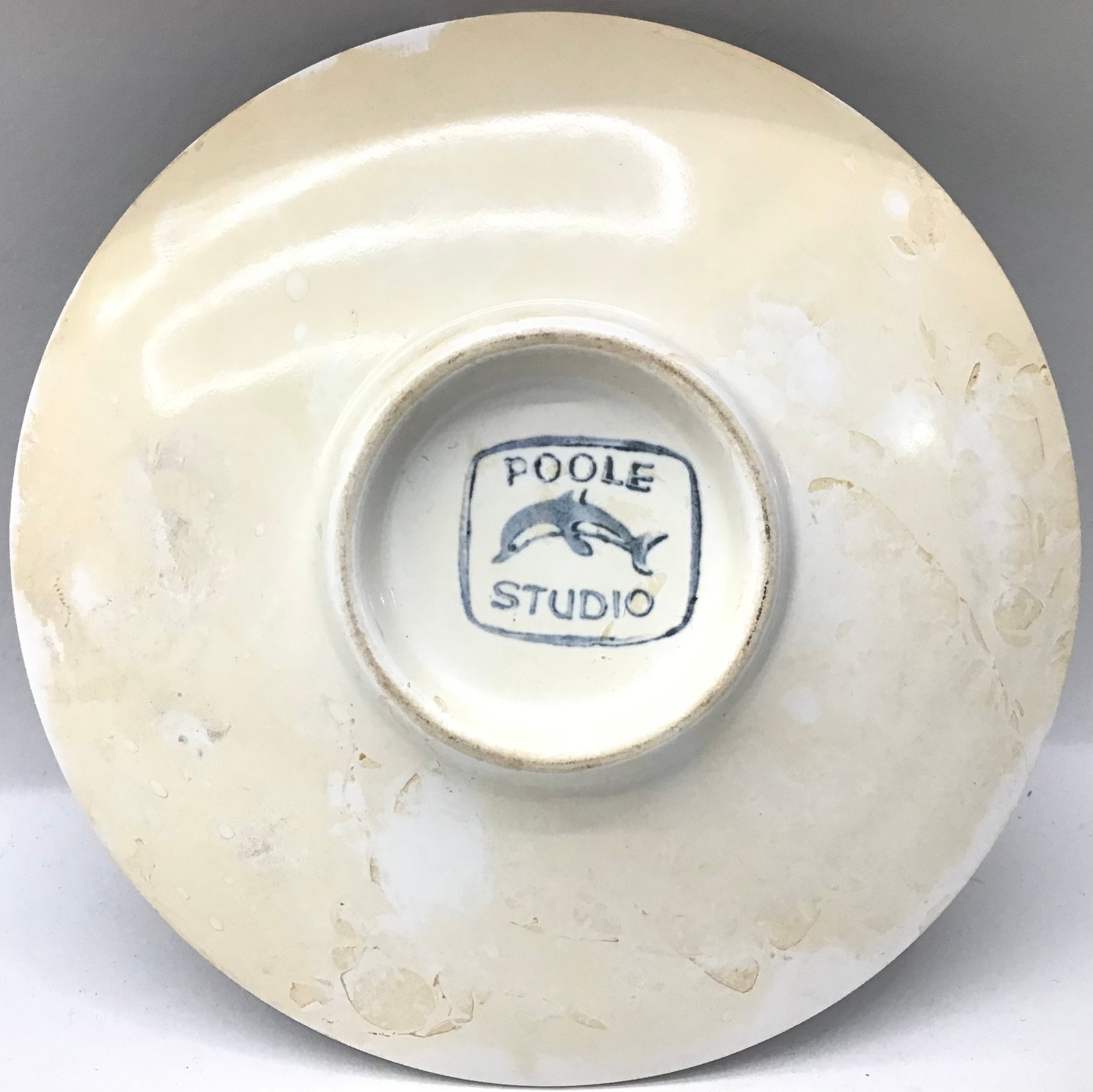 Poole Pottery studio pin dish TV screen mark 43, 1962-1964 depicting a ...
