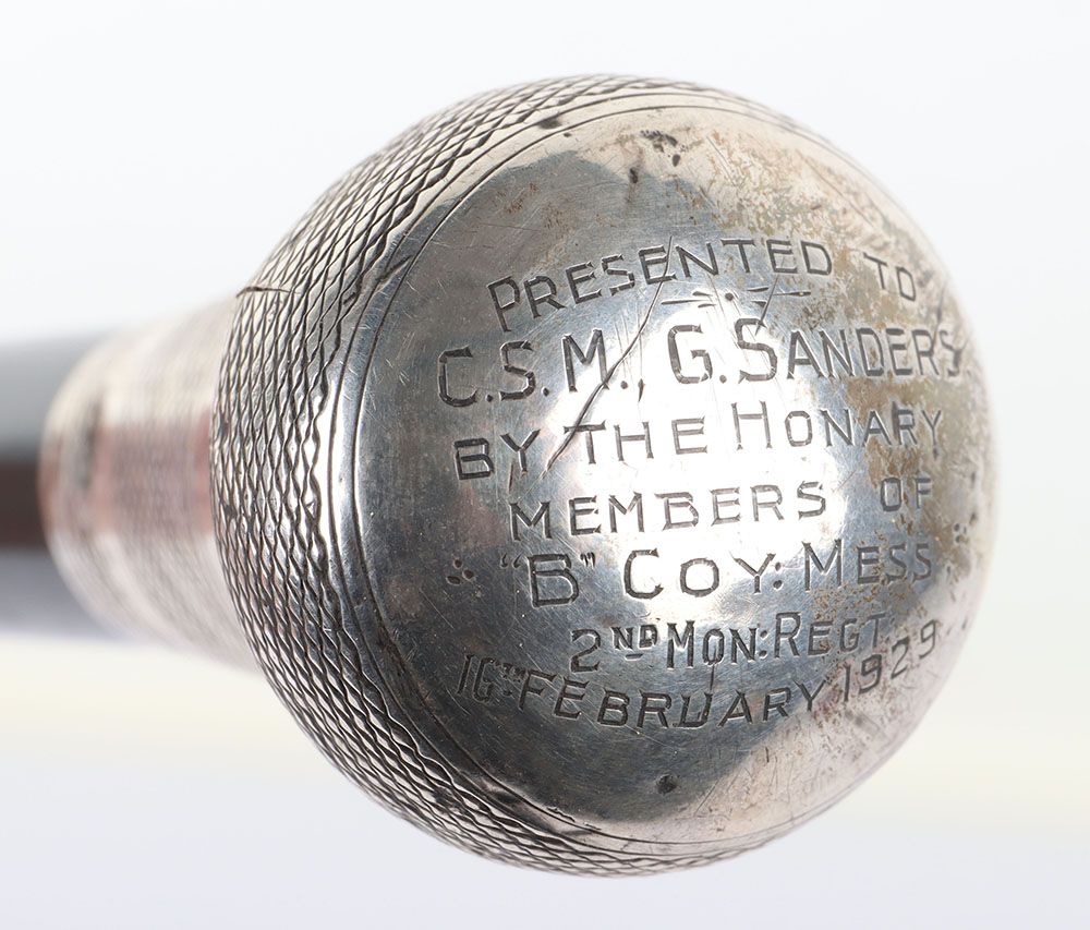Hallmarked Silver Topped Presentation Walking Cane of 2nd Battalion The ...