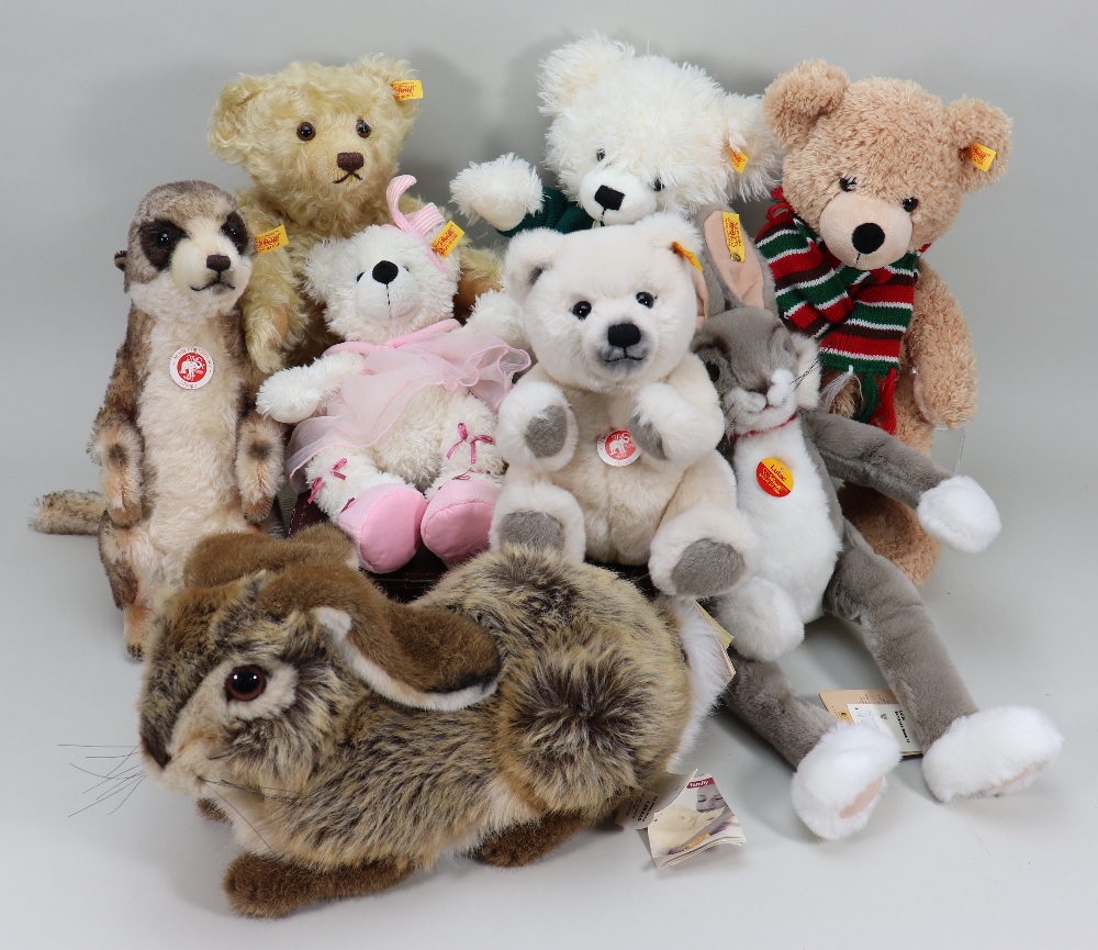 Nine Steiff yellow tag Teddy bears and animals, Classic Teddy Bear ...